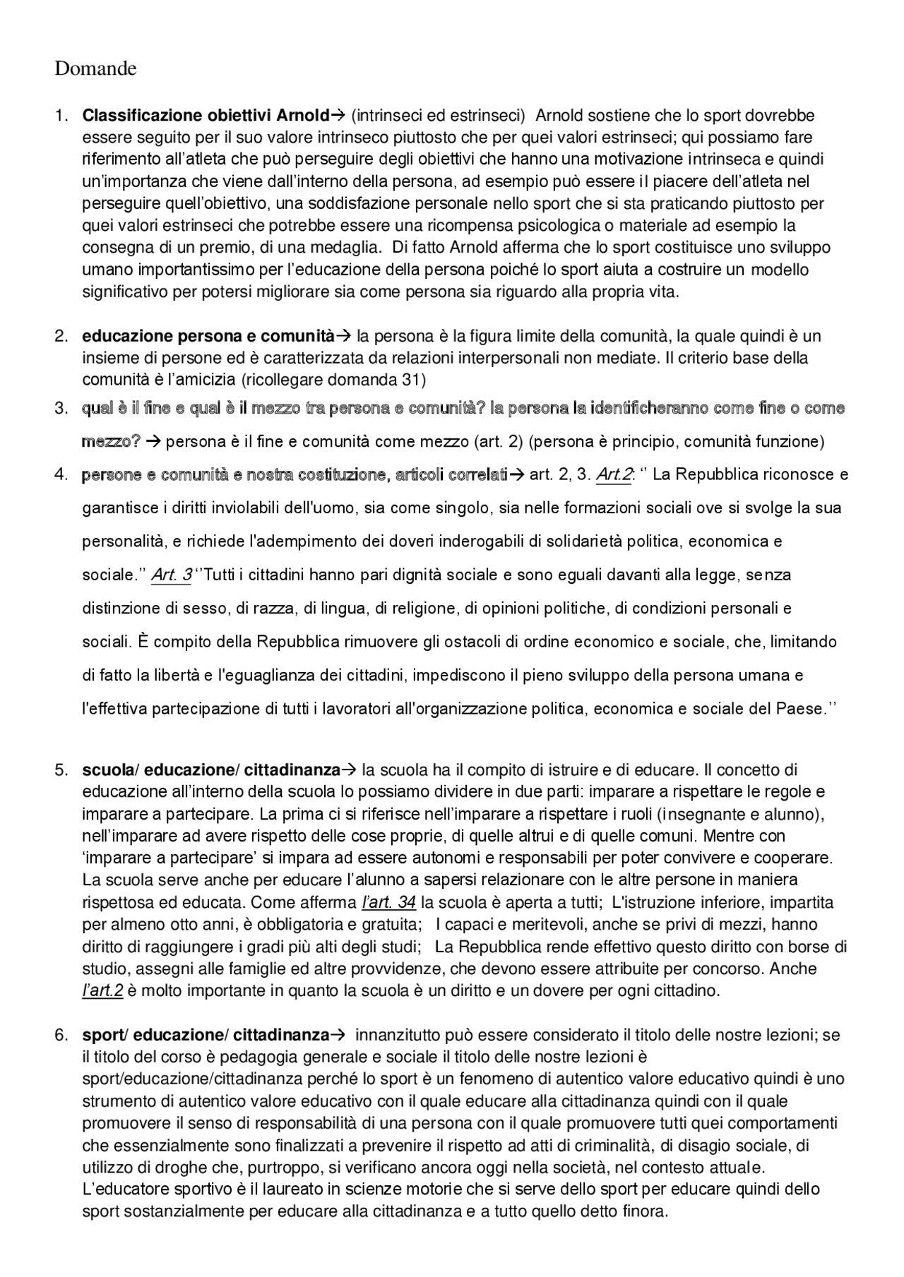 Domande Desame Pedagogia Prove Desame Di Pedagogia Docsity