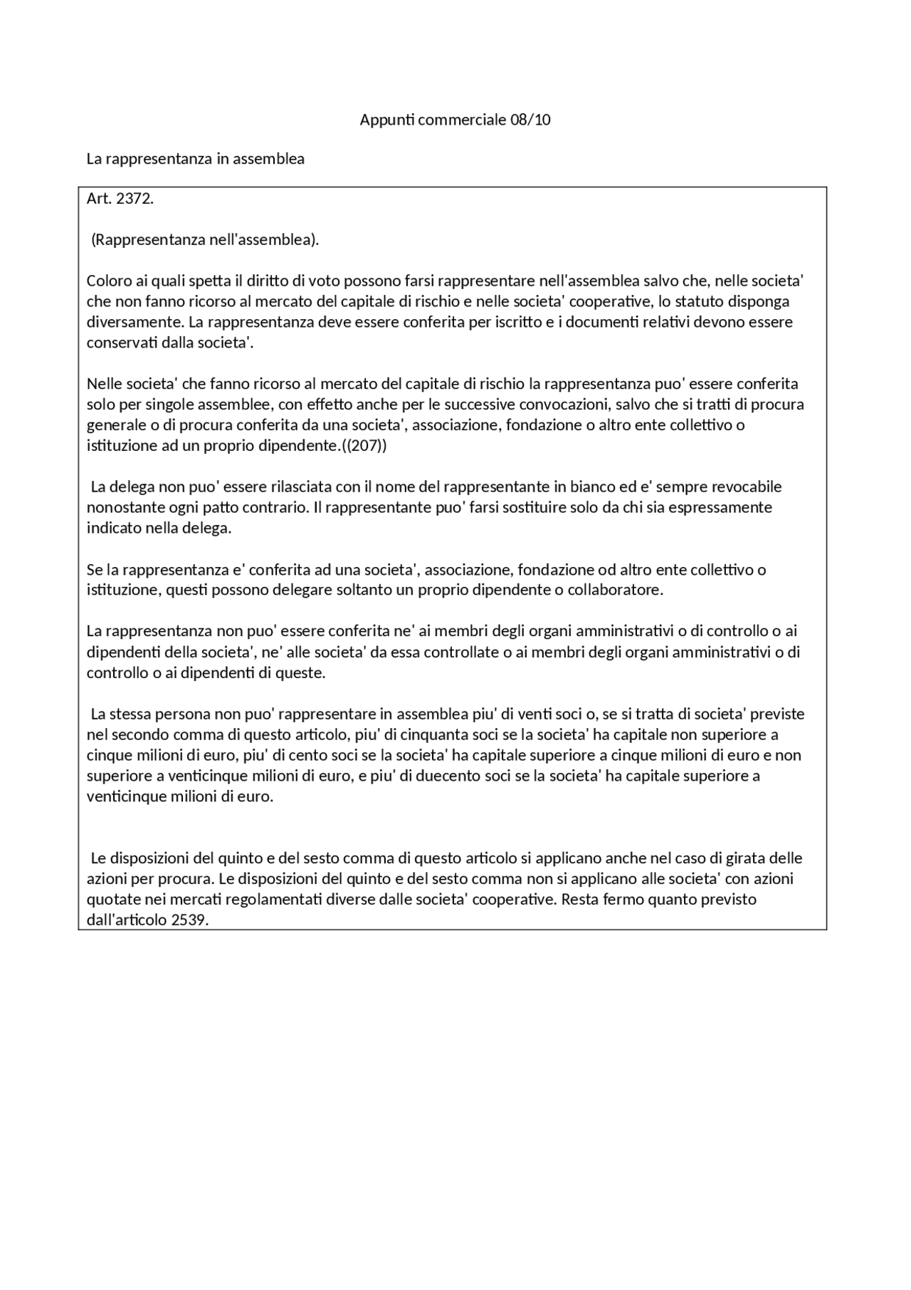 Appunti Diritto Commerciale Docsity