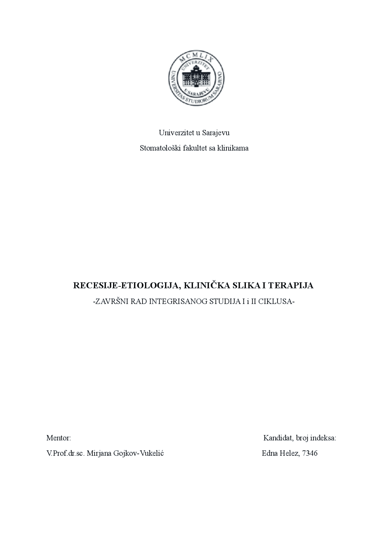 Recesije-etiologija, klinicka slika i terapija | Seminarski radovi ...
