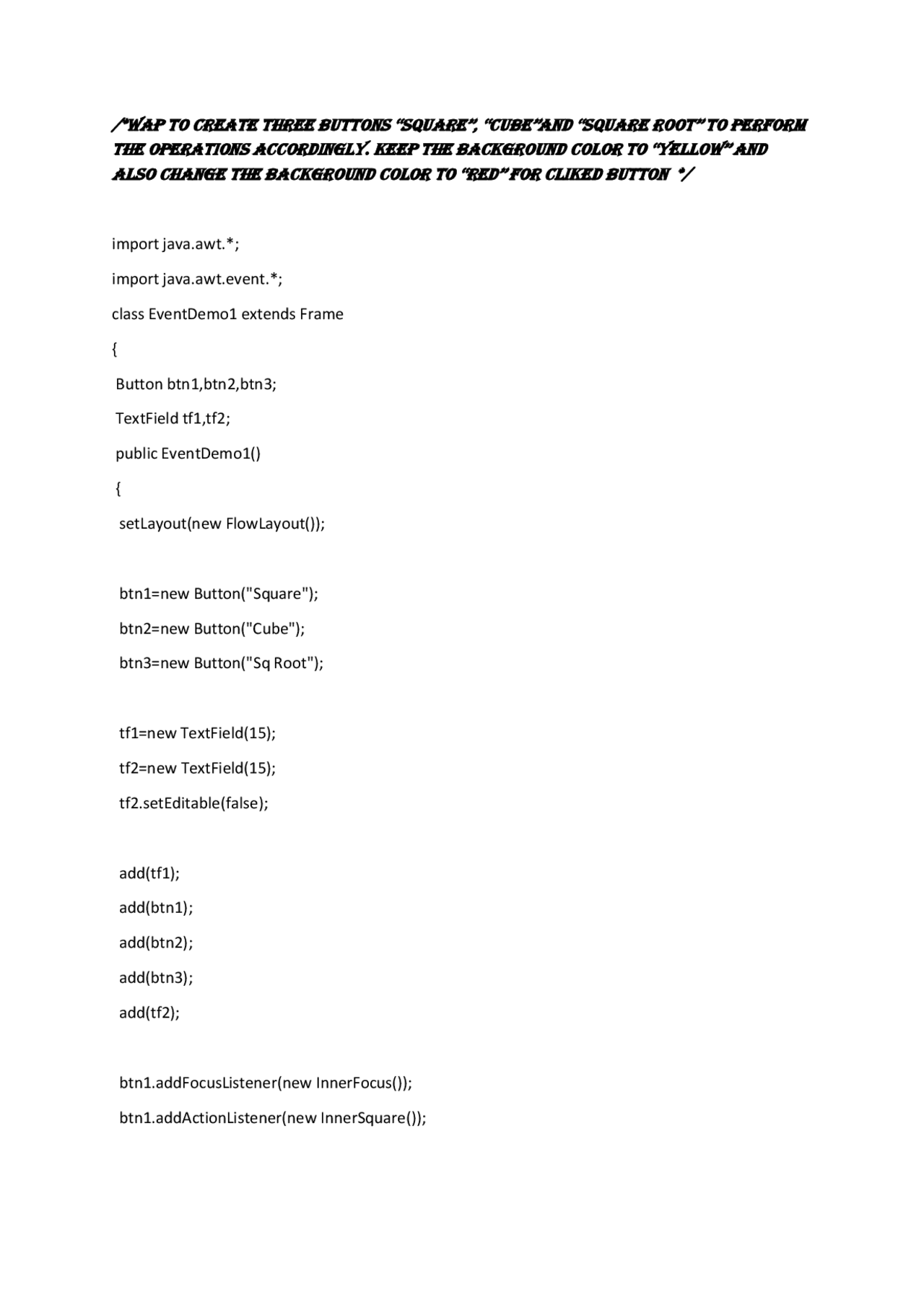 Eventdemo Program In Java Docsity