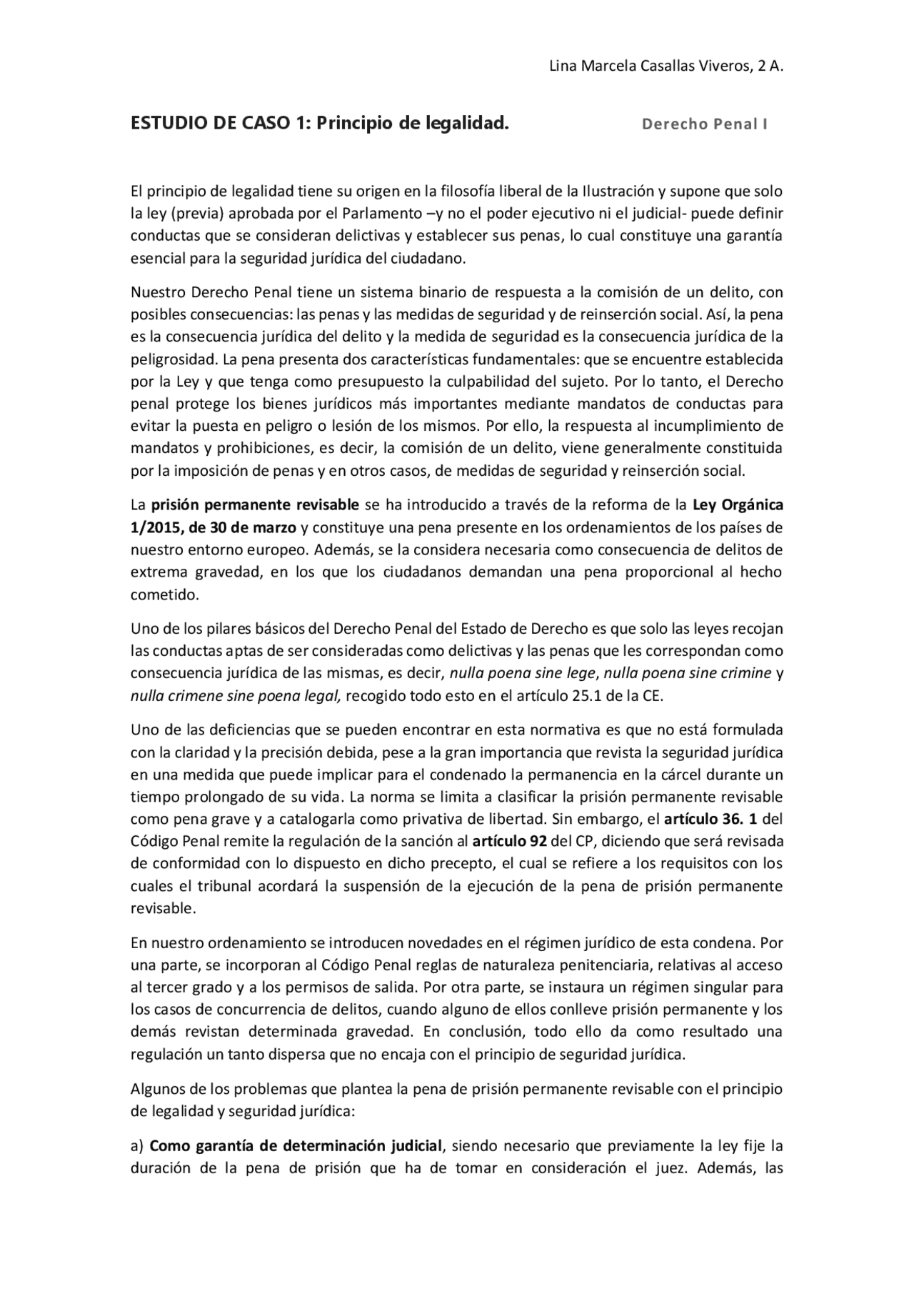 Casos Prácticos Resueltos Ejercicios De Derecho Penal Docsity