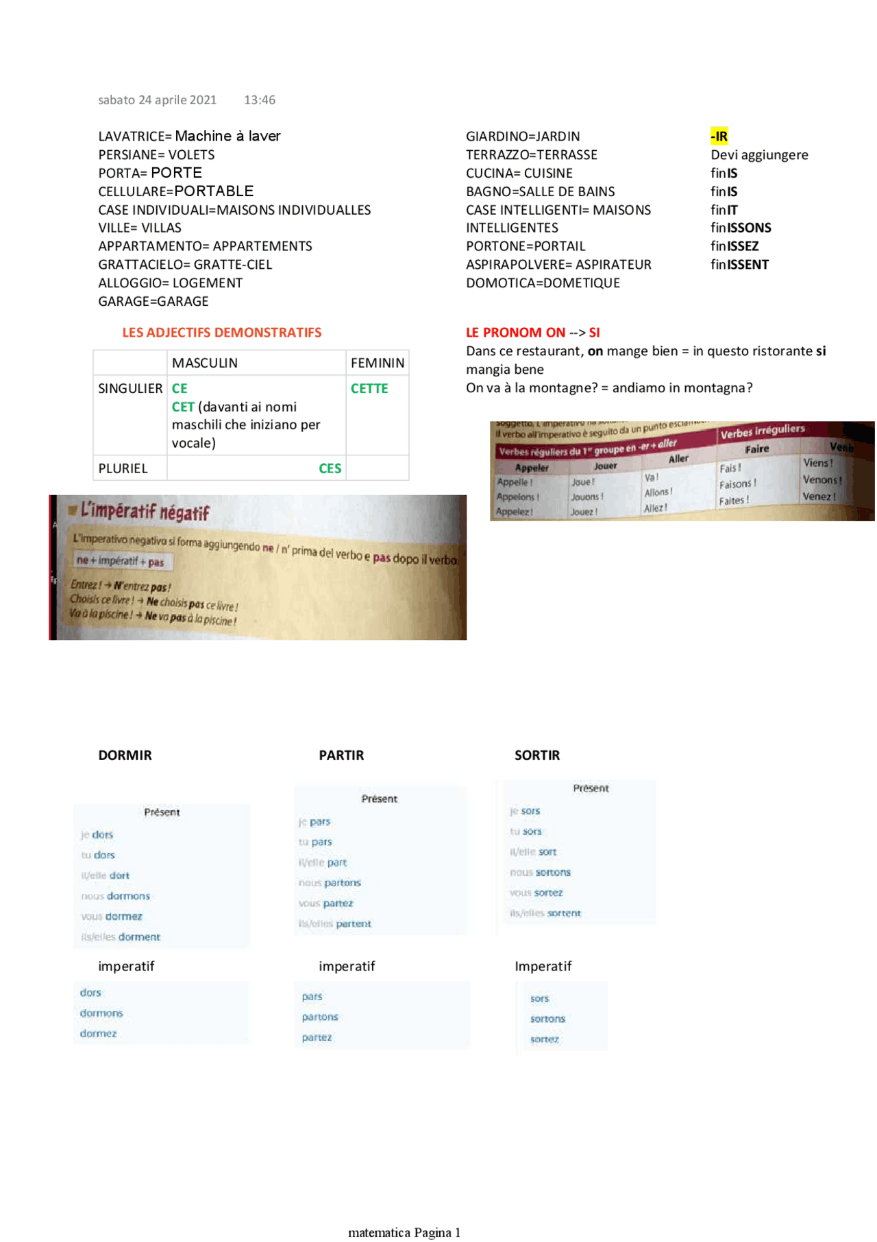Schema sulla lingua francese - Docsity