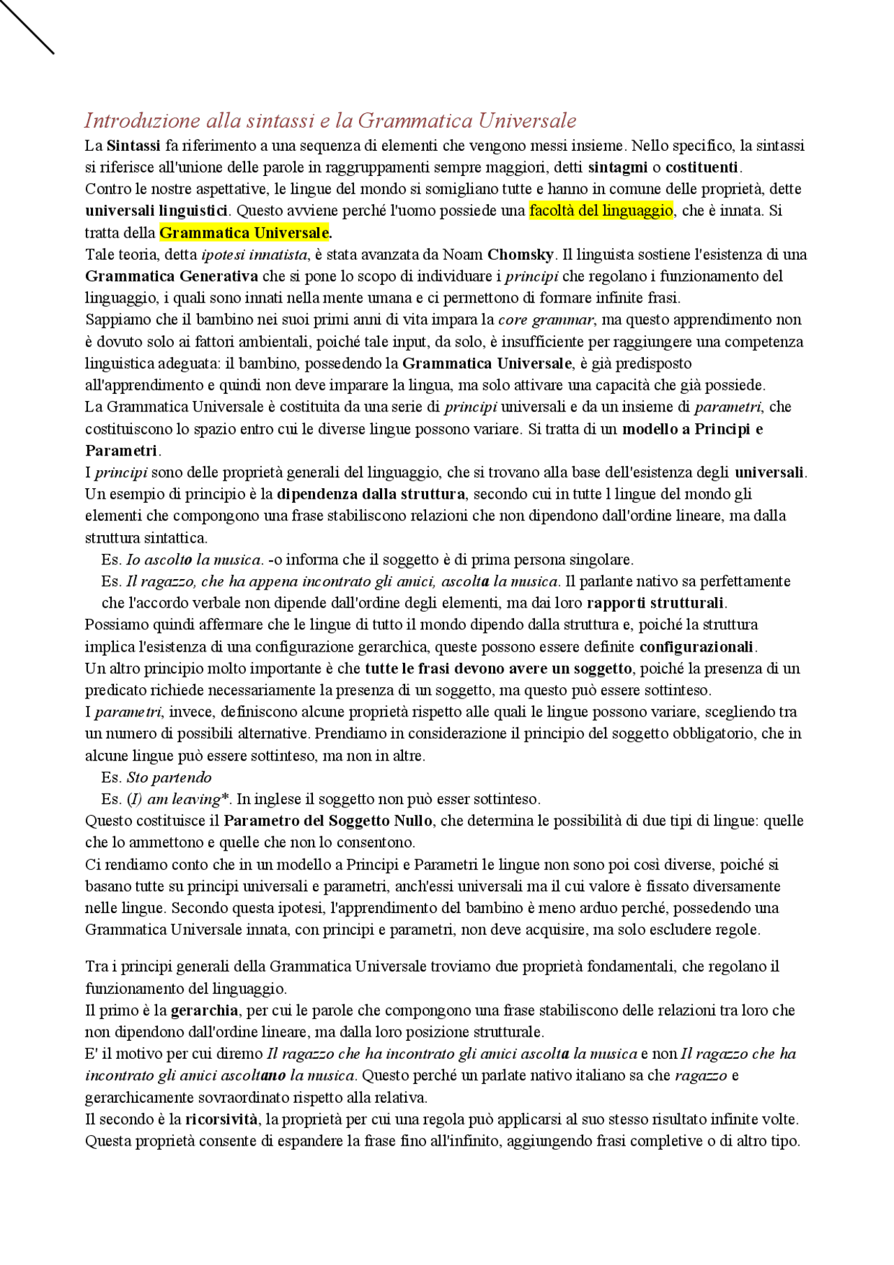 Elementi Di Sintassi Docsity