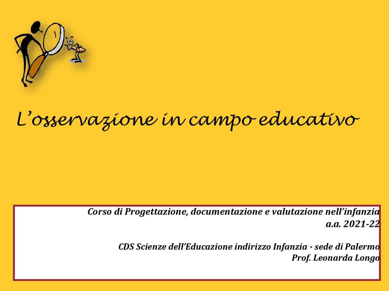 Osservazione Sistematica Slides Docsity