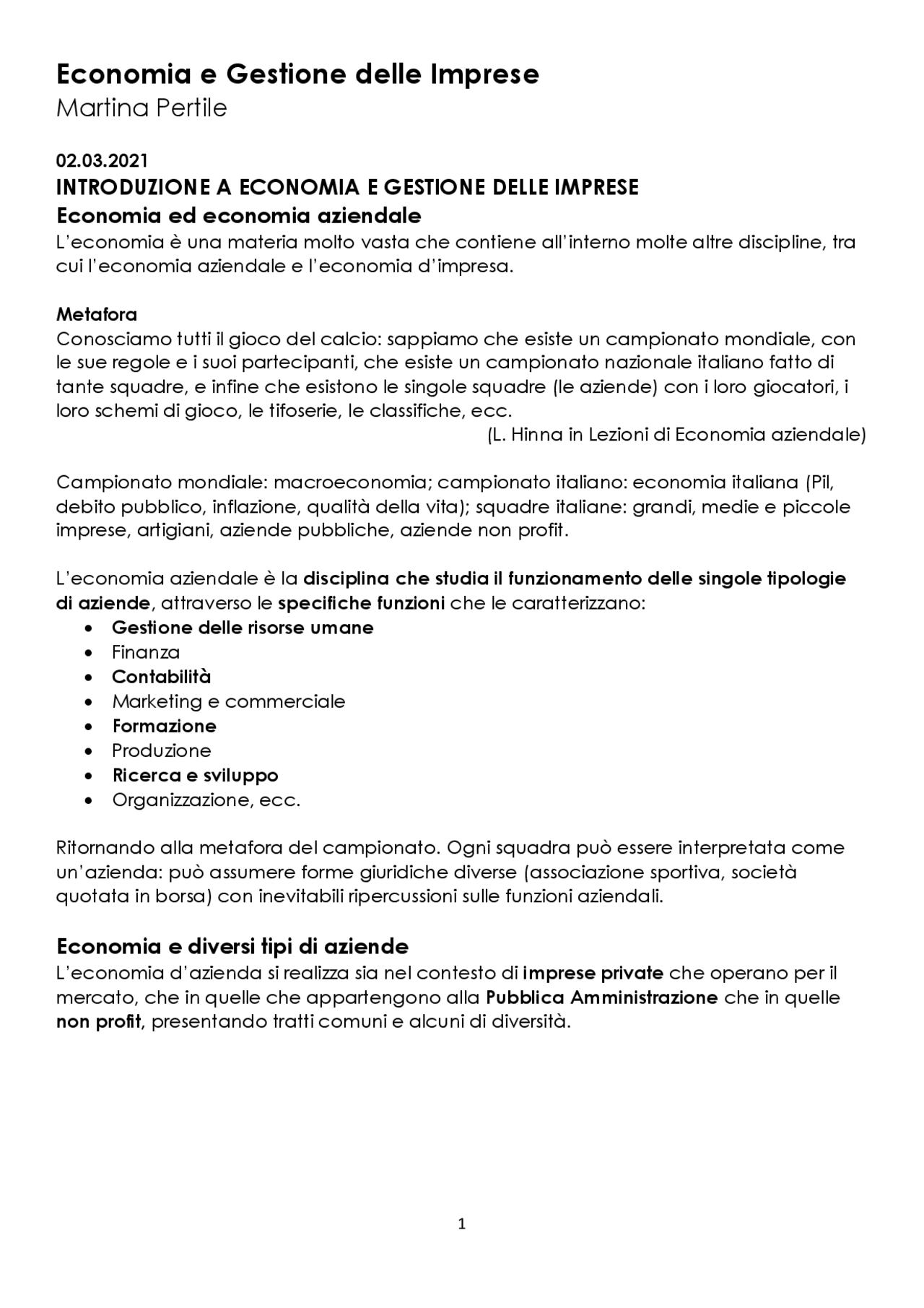 Appunti Economia E Gestione Delle Imprese Docsity