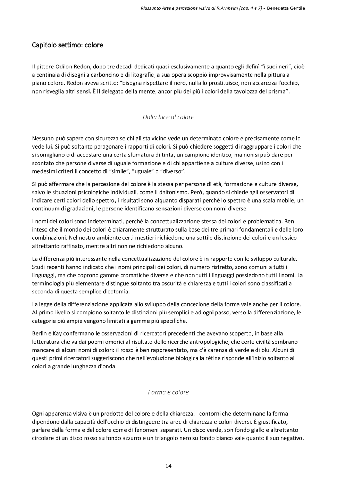 Riassunto Arnheim Cap7 Docsity
