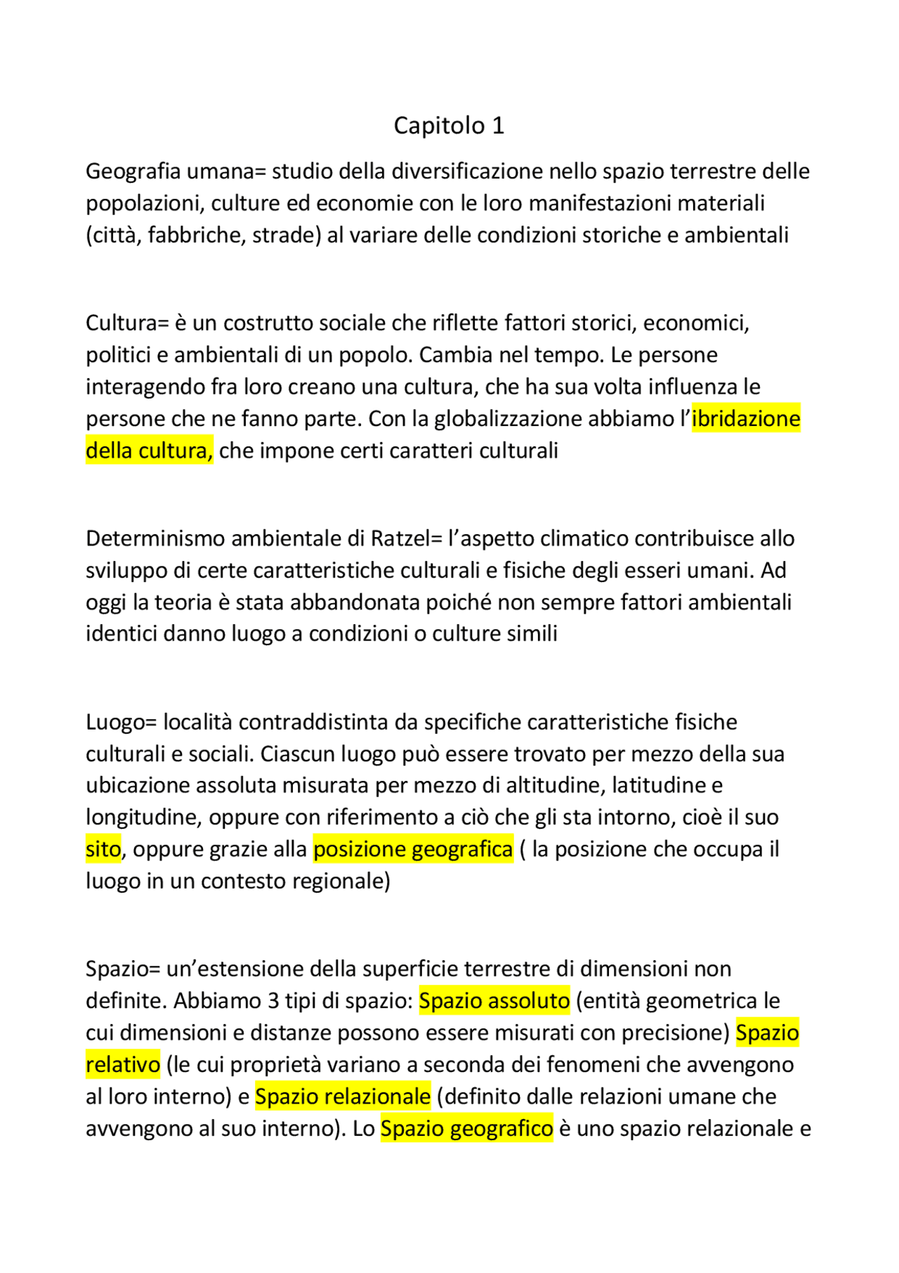 Appunti Geografia Umana Docsity