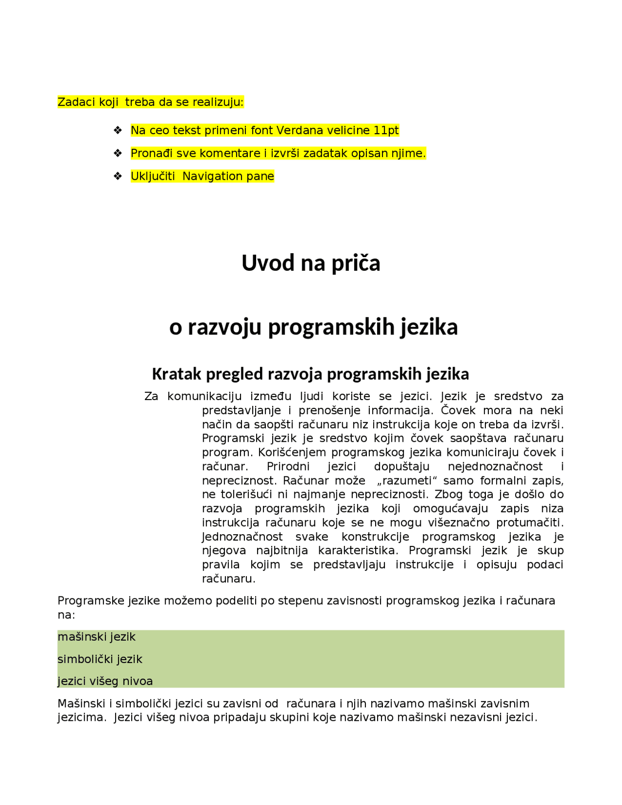 Vezbe u Word-u sa komentarima | Vežbe' predlog Računarstvo i ...