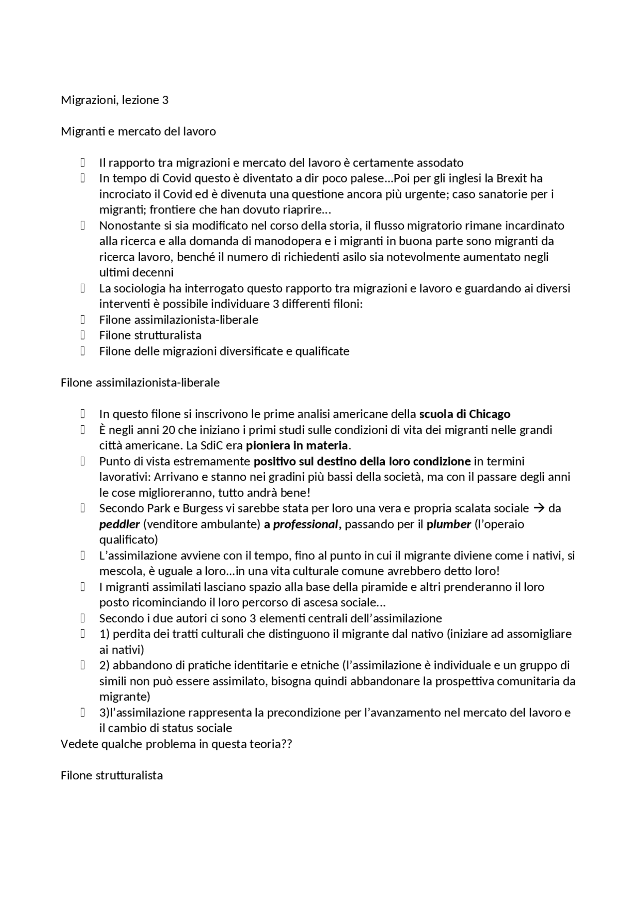Sociologia Delle Migrazioni Appunti Docsity