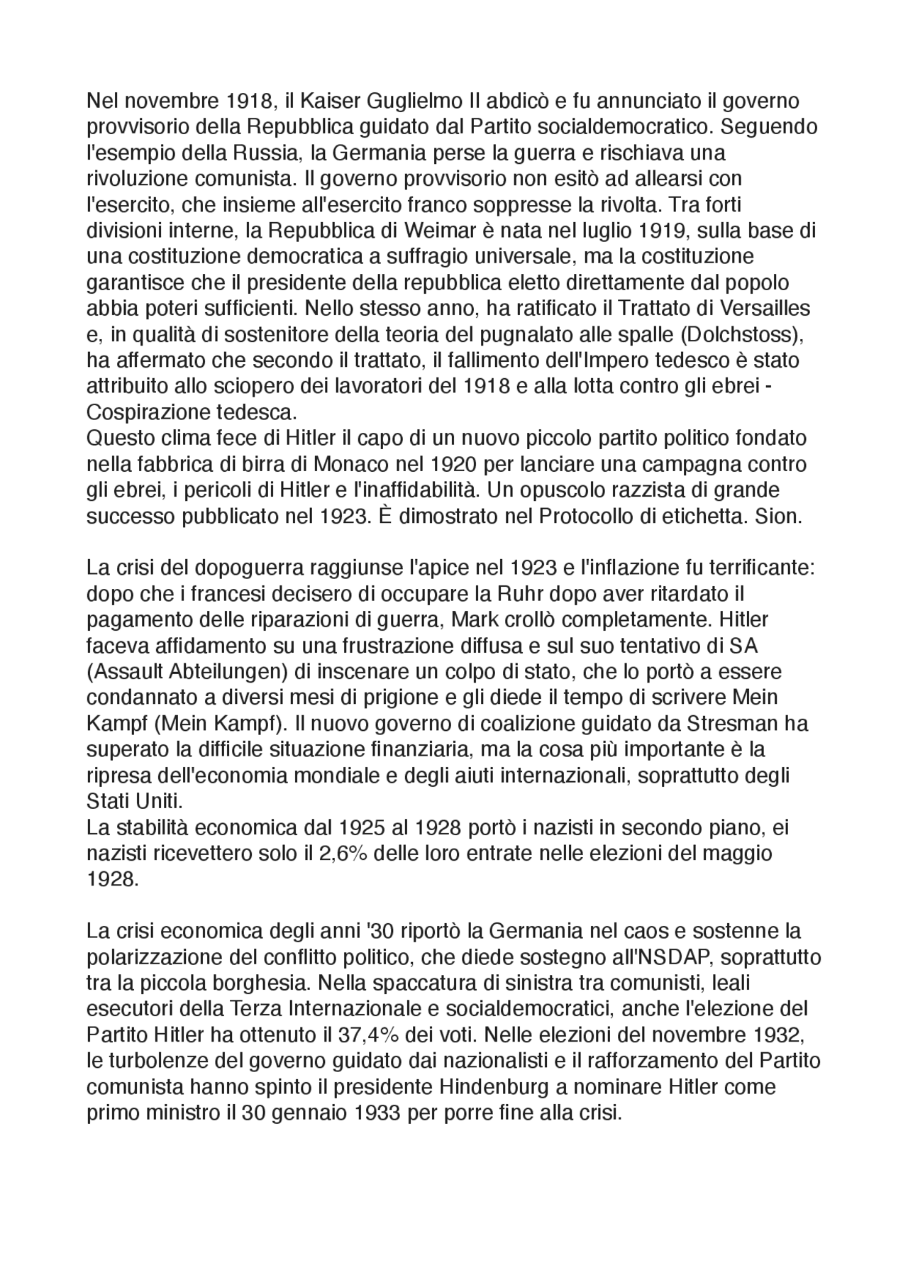 Crisi Del Dopoguerra Relazione Docsity