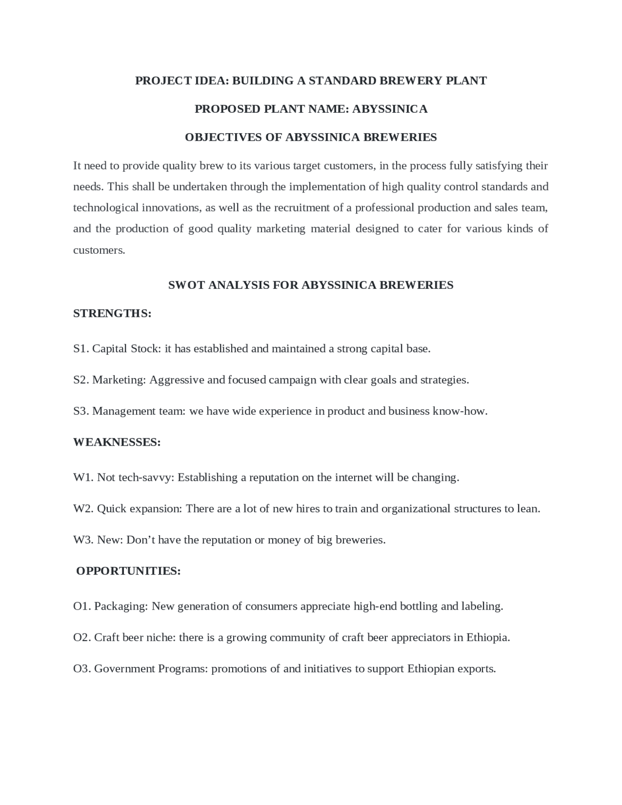 Swot Analysis Of A Project Docsity