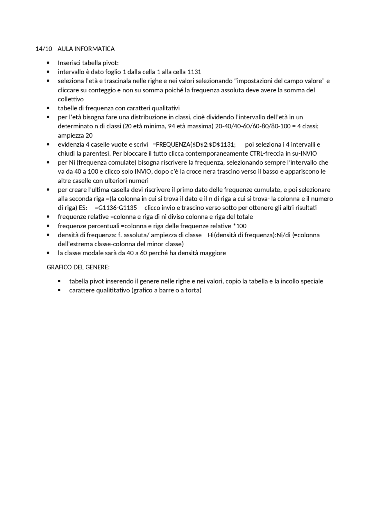 Spiegazioni Di Excel Docsity