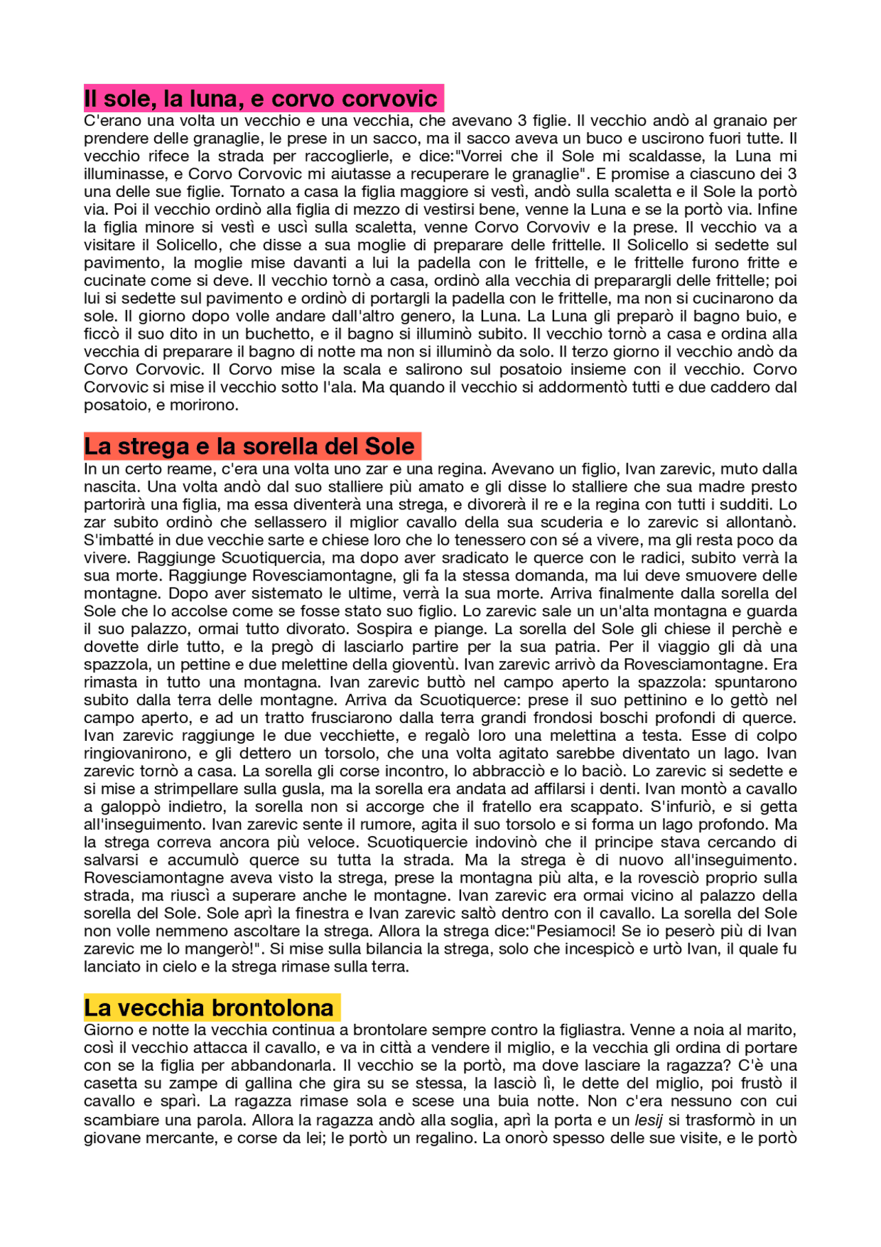 Riassunto Fiabe Russe Miste 1 Docsity