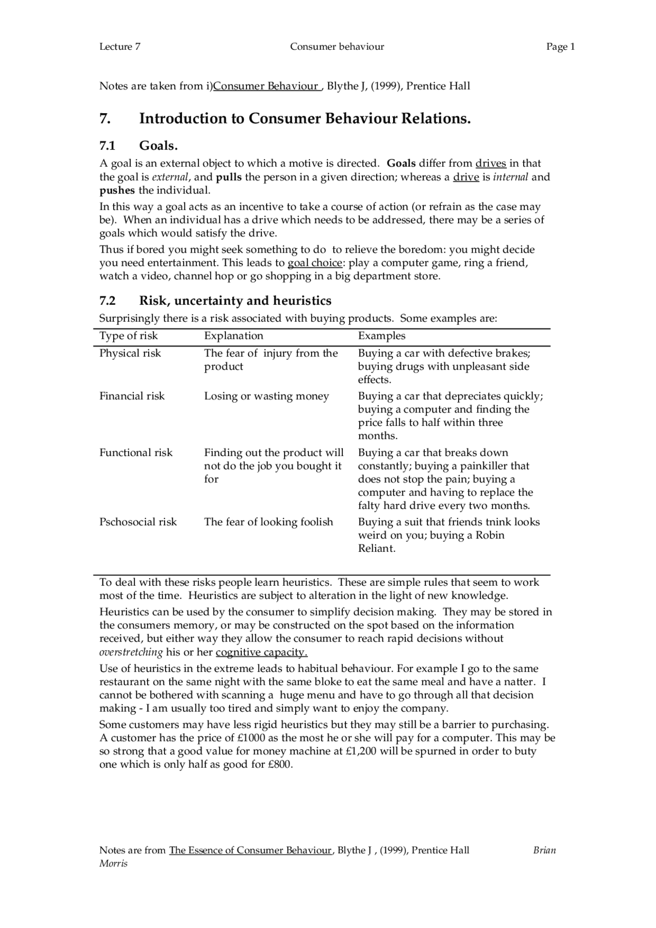 Marketing Management On Consumer Behaviour Docsity