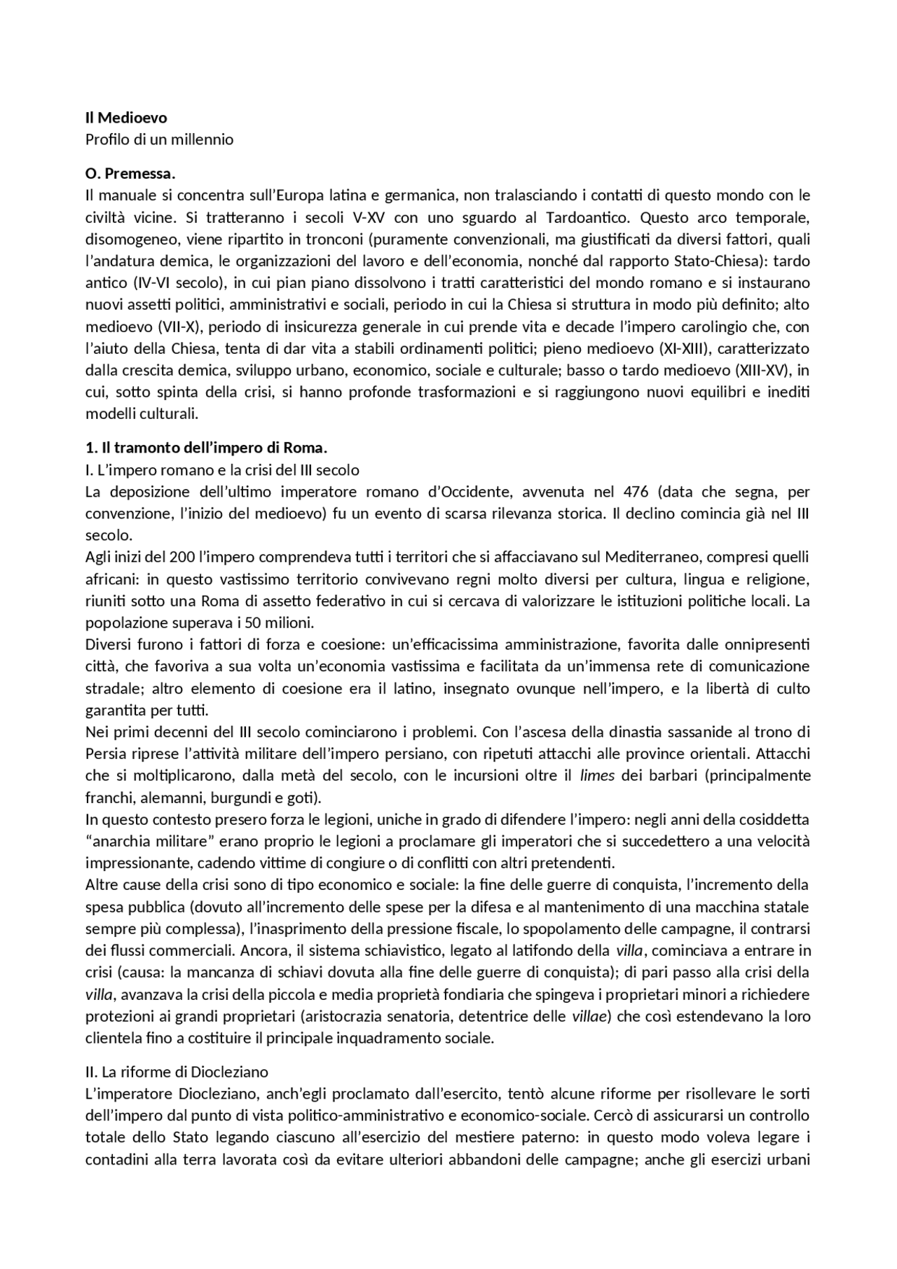 Il Medioevo Profilo Di Un Millennio Cortonesi Riassunto Docsity