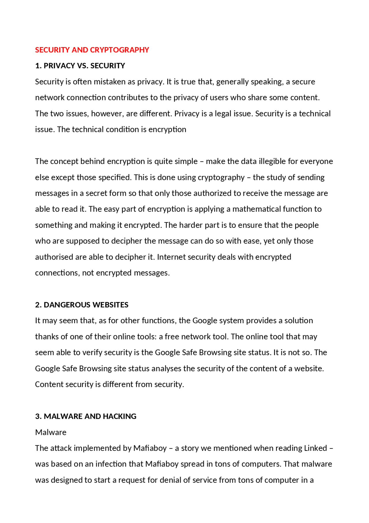 Security And Cryptography Docsity