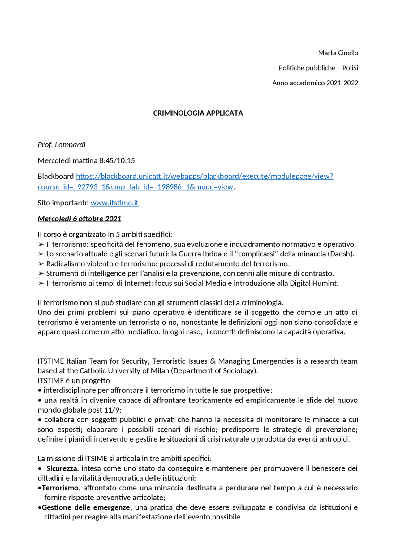 Appunti Di Criminologia Intelligence E Terrorismo Docsity