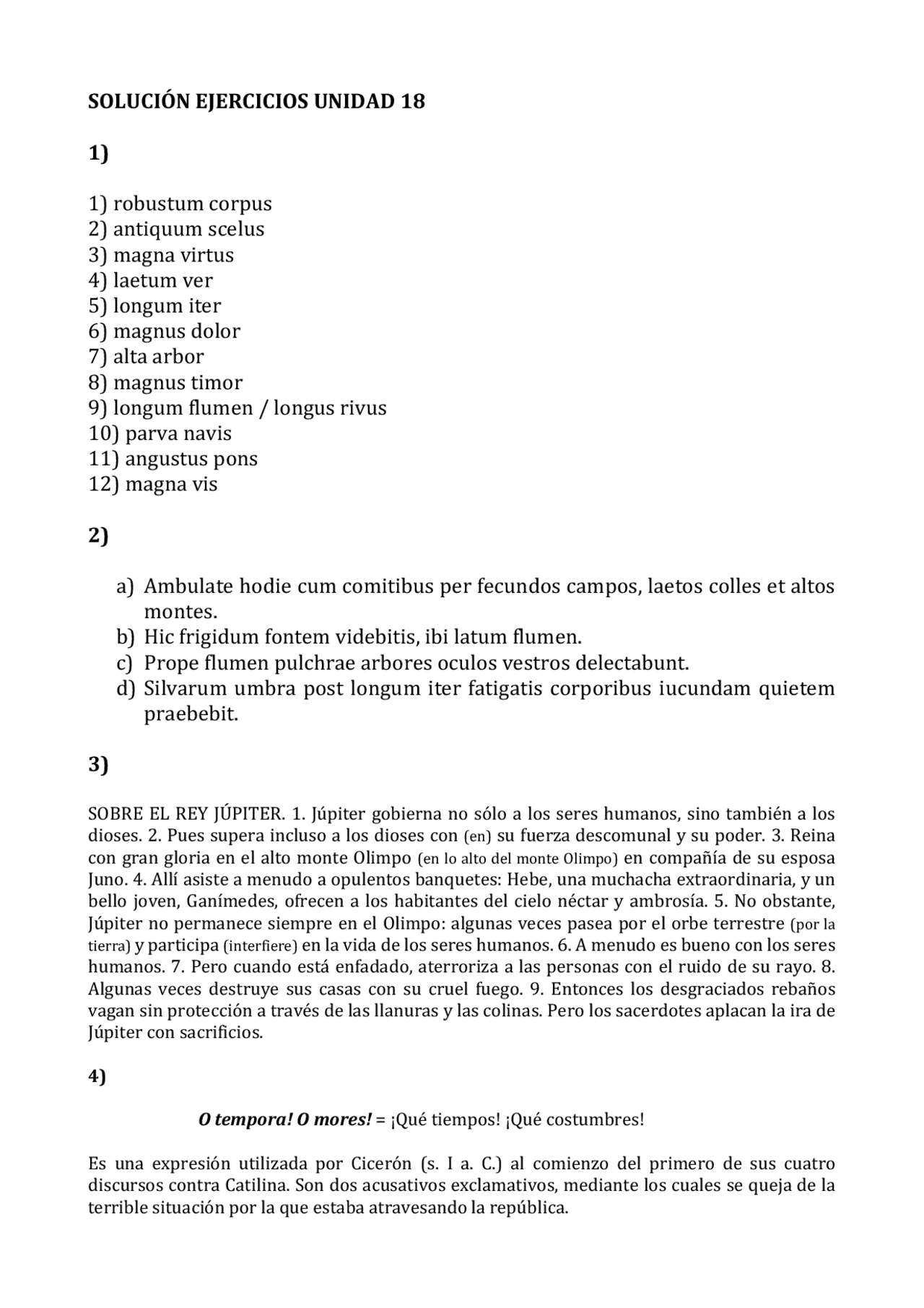 Ejercicios Resueltos 18 Ejercicios De Idioma Latín Docsity