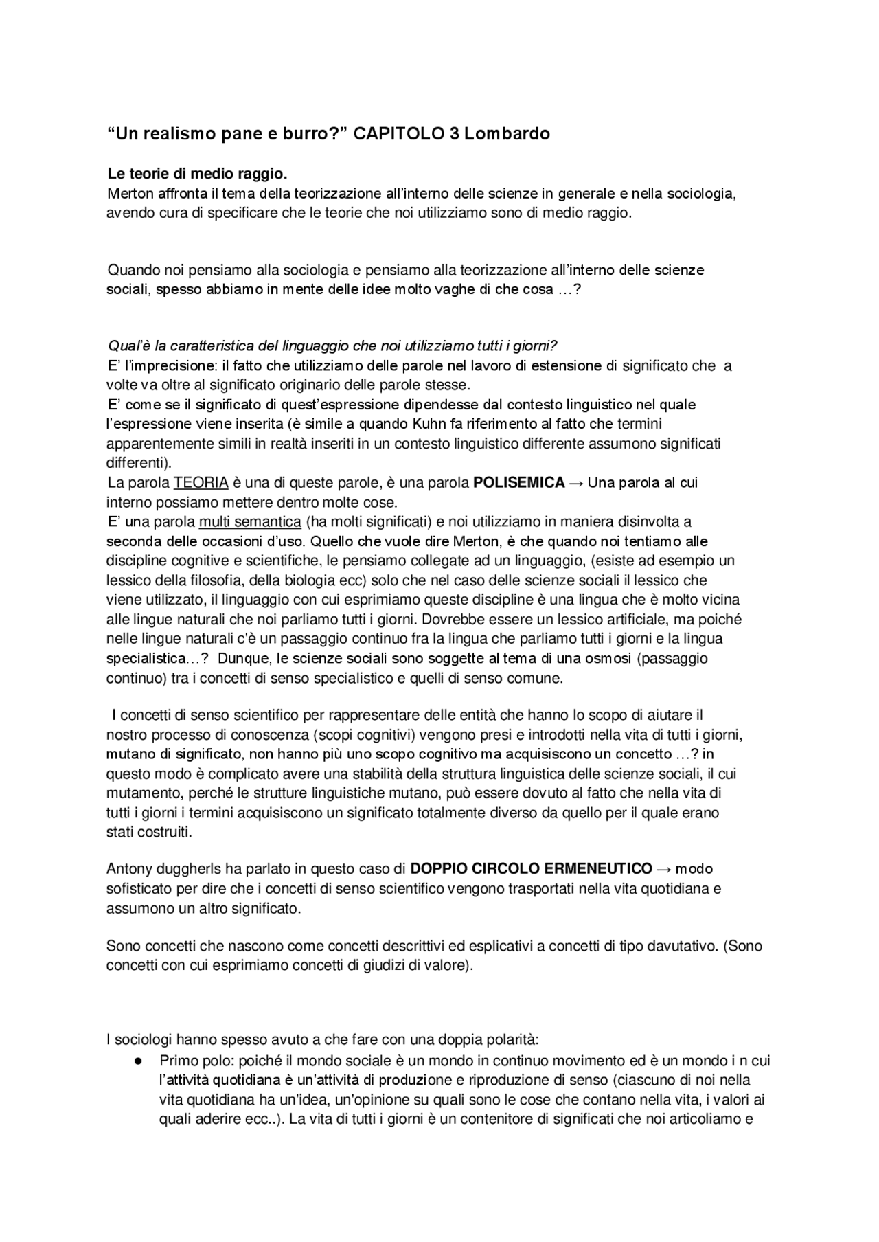 Un Realismo Pane E Burro Docsity