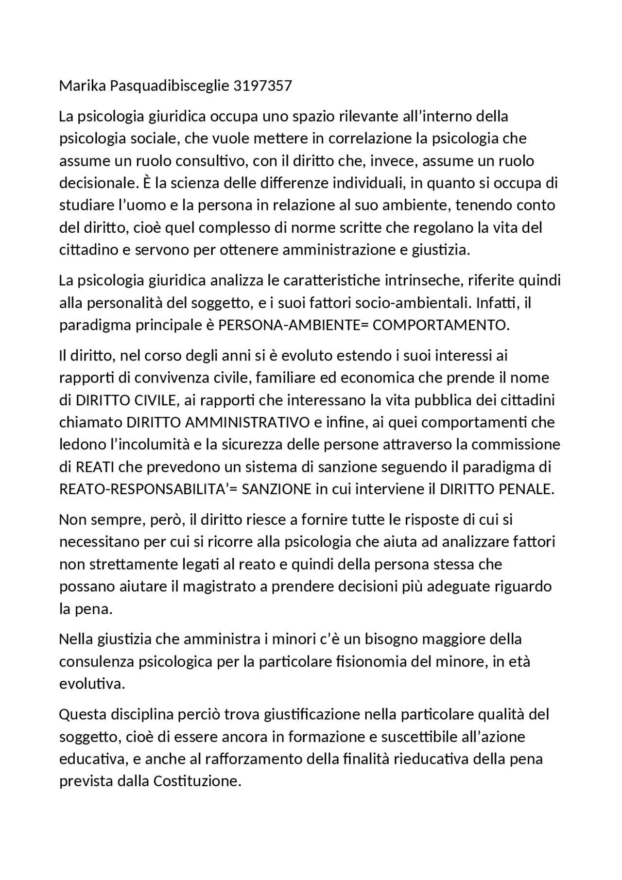 Psicologia Giuridica Docsity