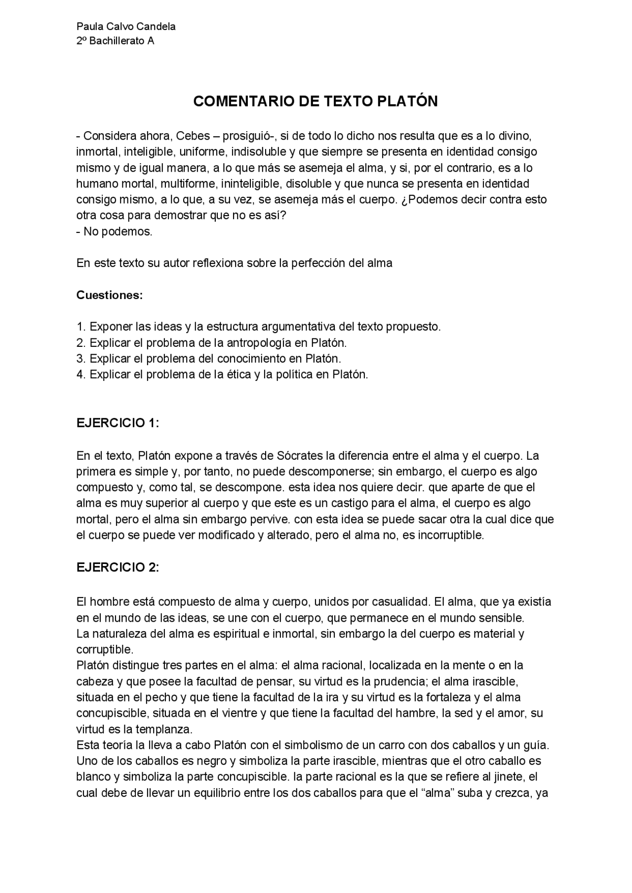 Principales Dilemas De Platón Para La Evau Docsity