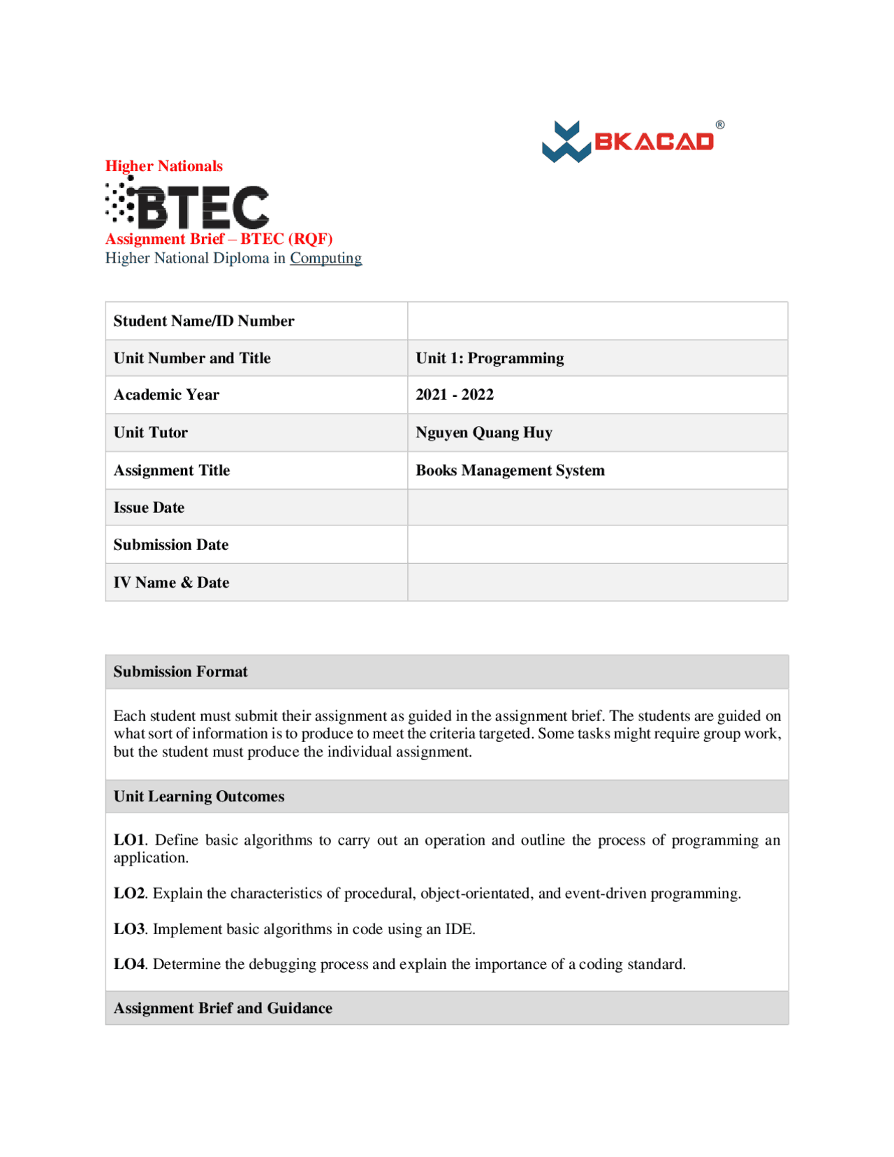 Assignment Programing Docsity