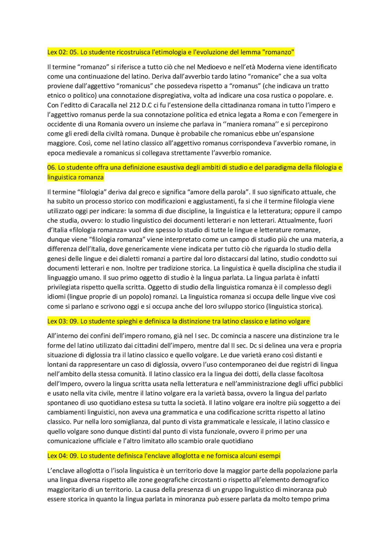 Domande A Risposta Aperta Filologia Romanza 3 Docsity