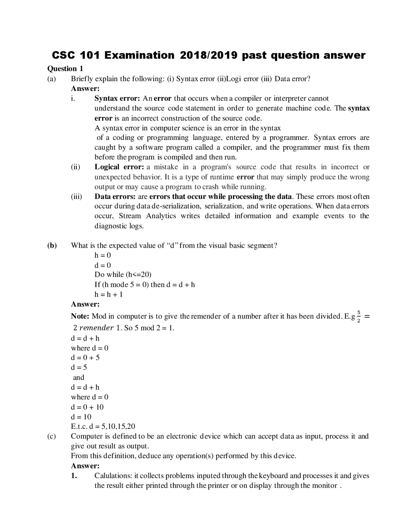 Csc Cbt Past Questions And Answers Docsity