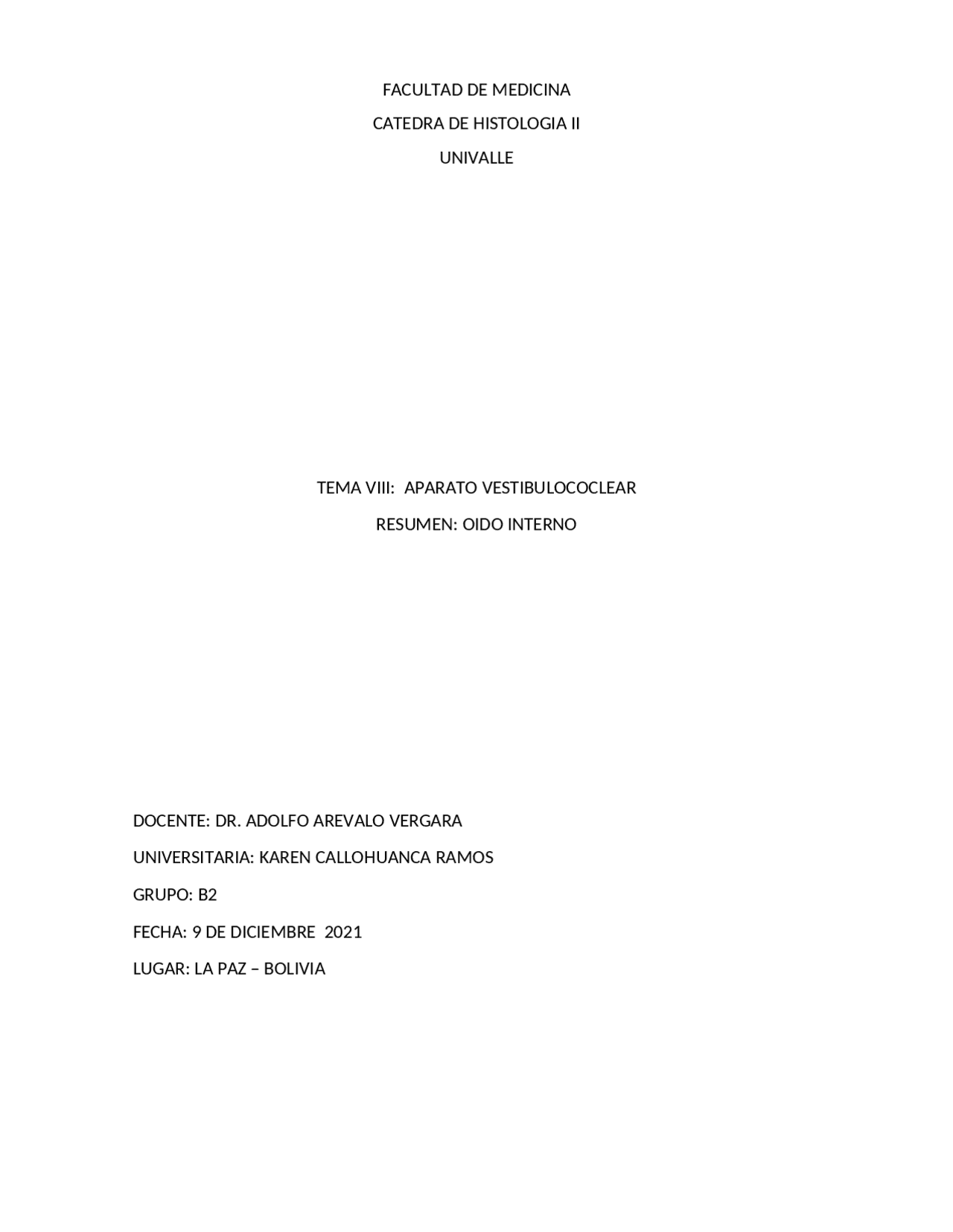 Resumen Histologia De Oido Interno Resúmenes De Histología Docsity