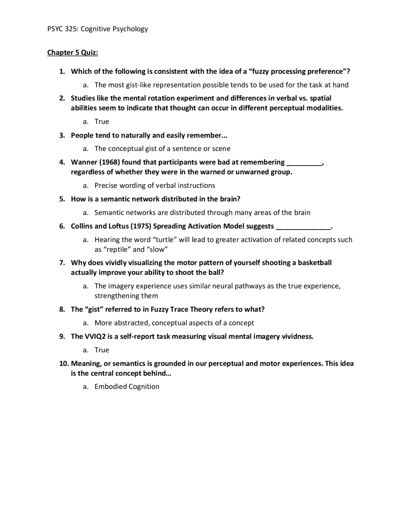 Psych 325: Cognitive Psych - Chapter 5 Quiz | Quizzes Cognitive ...