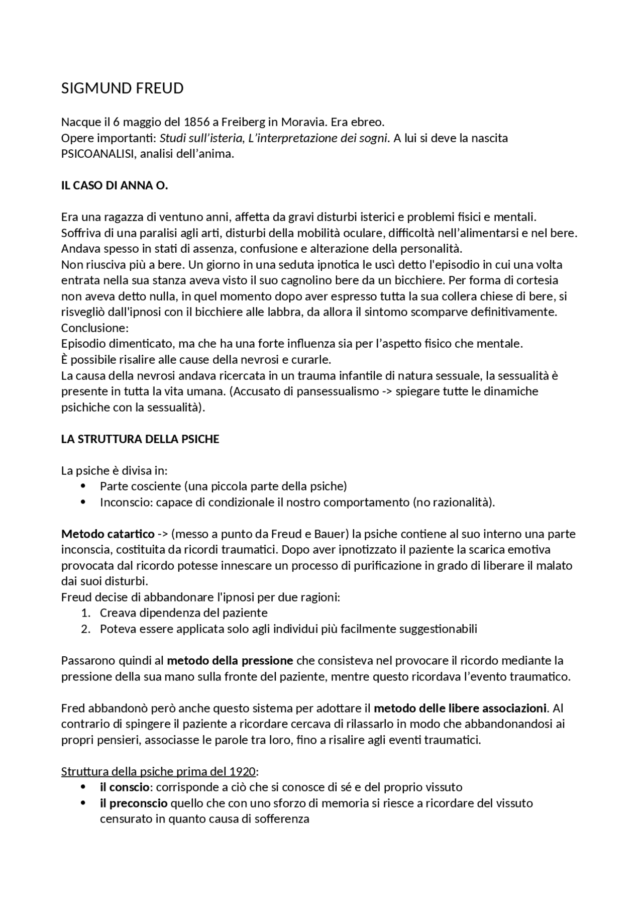 Appunti Completi Su Sigmund Freud Docsity