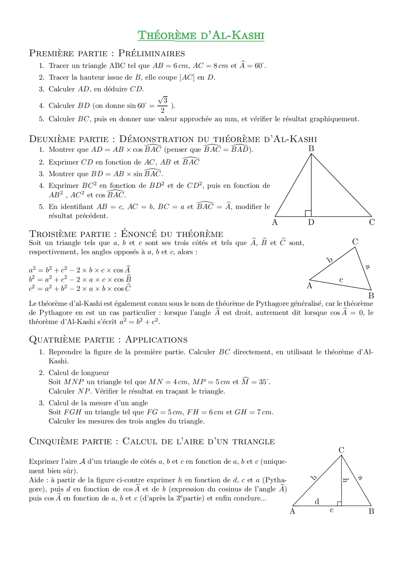 Le théorème d'al-Kâshî avec démonstration | Résumés Probabilités et ...