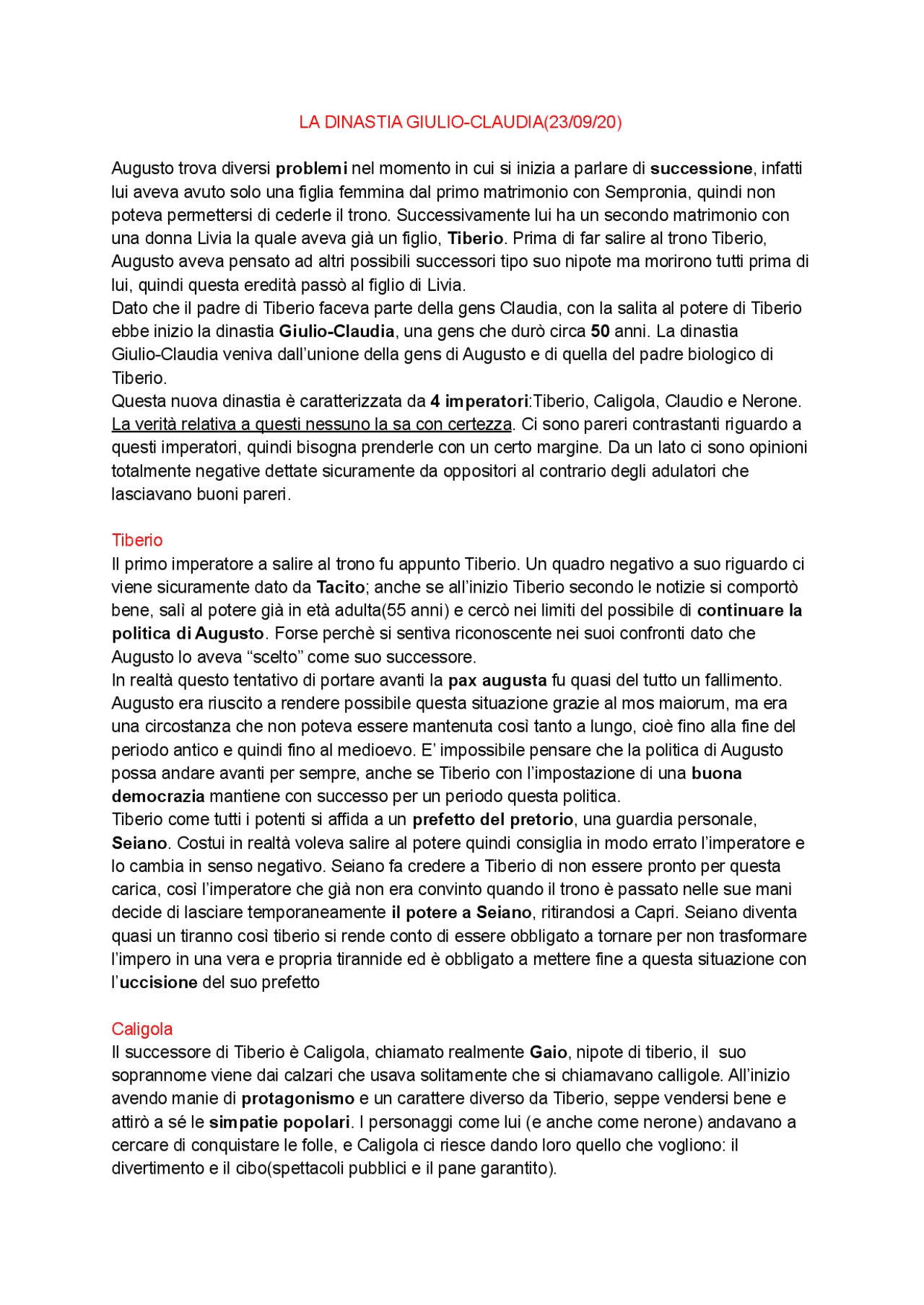 La Dinastia Giulio Claudia Docsity
