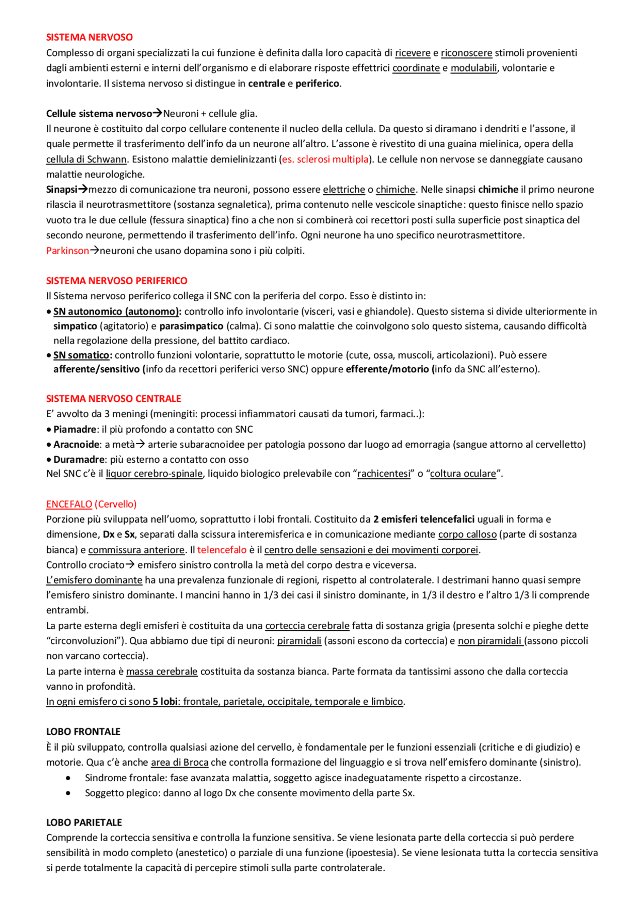 Appunti Di Neurologia Docsity