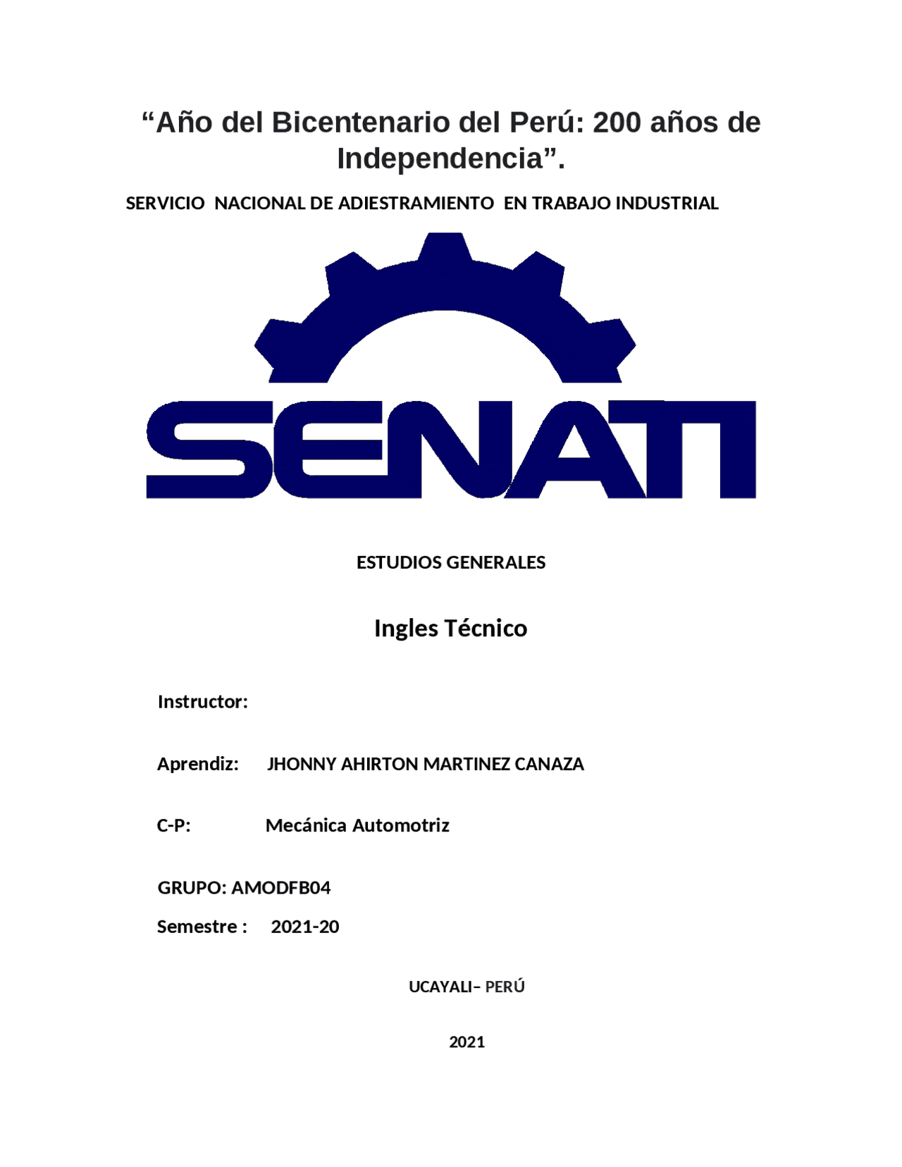 Caratula - de entregables - senati | Diapositivas de Física - Docsity