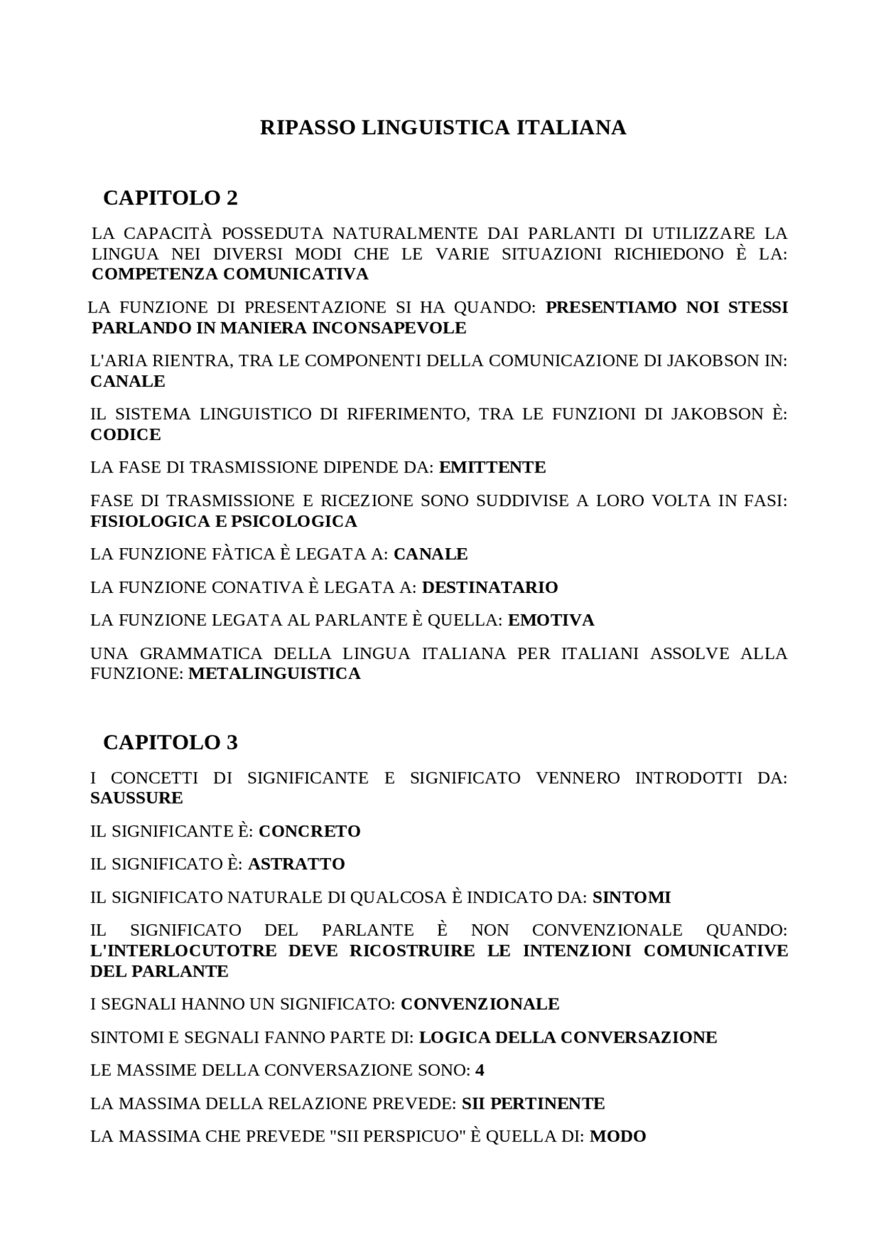Test Per Moduli Linguistica Italiana Panieri Di Linguistica Docsity