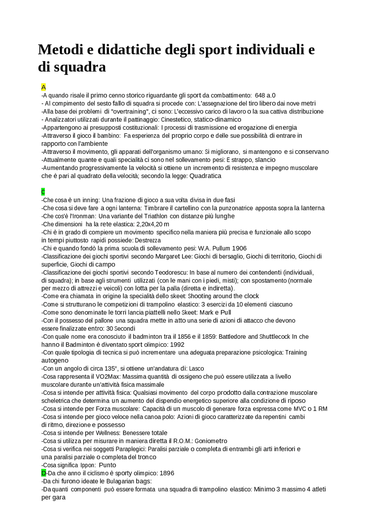 Ripasso Esame Primo Anno Università Docsity