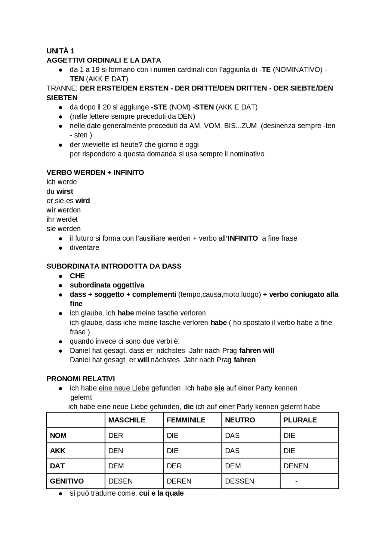 Schemi Di Grammatica Tedesca Del Libro Perfekt Unità 1 2 3 Docsity