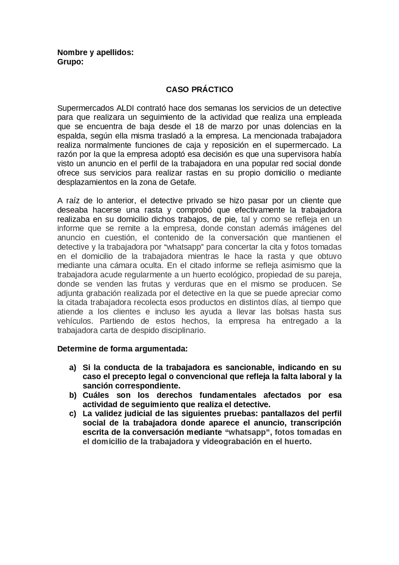 Practica Derecho Trabajo Docsity