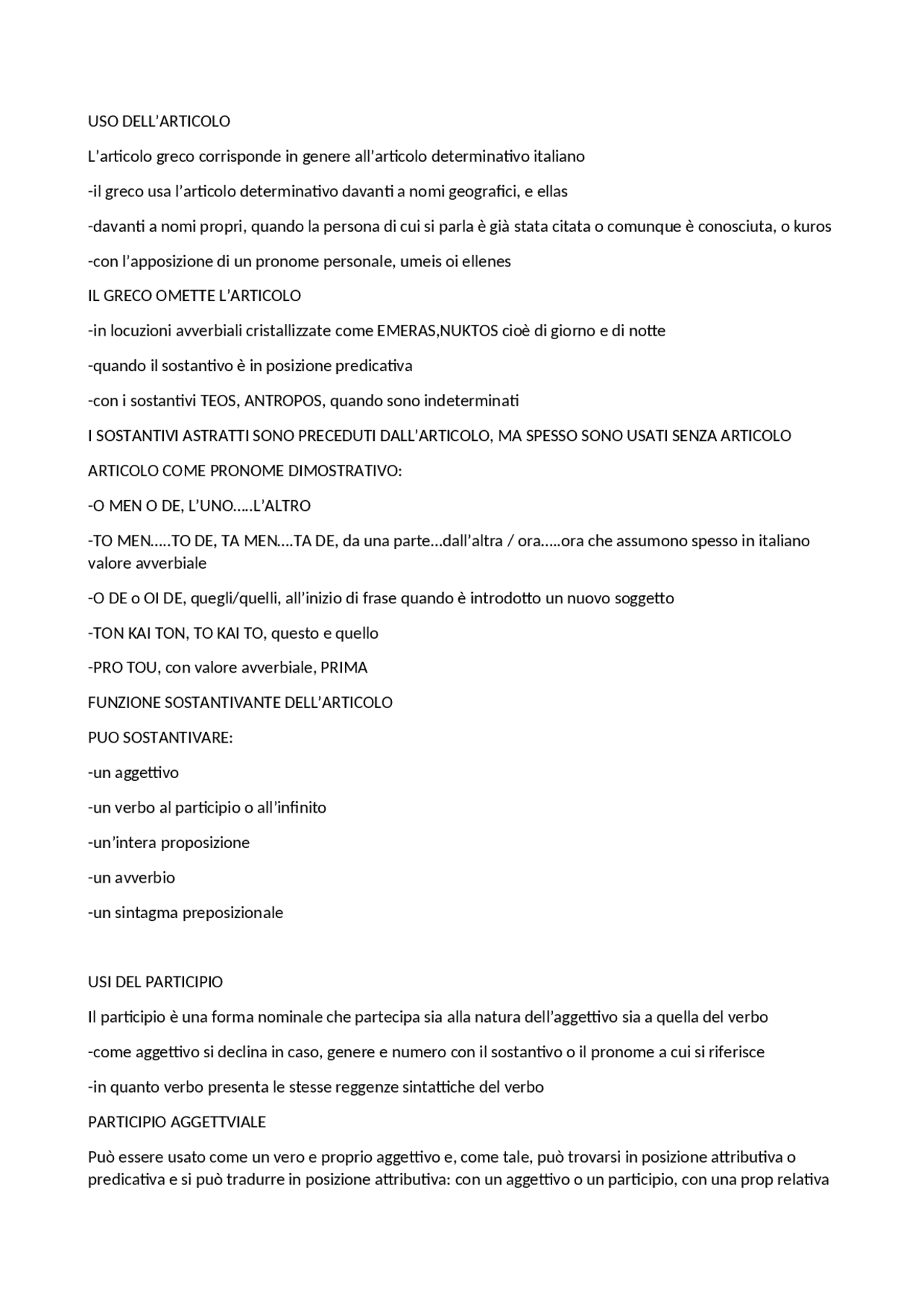 Le regole fondamentali della grammatica greca - Docsity