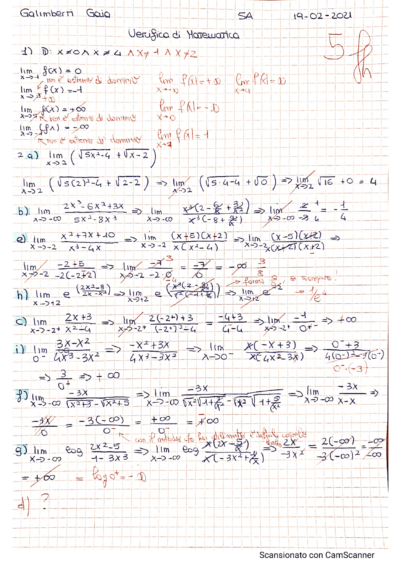 Matematica Esercizi Docsity