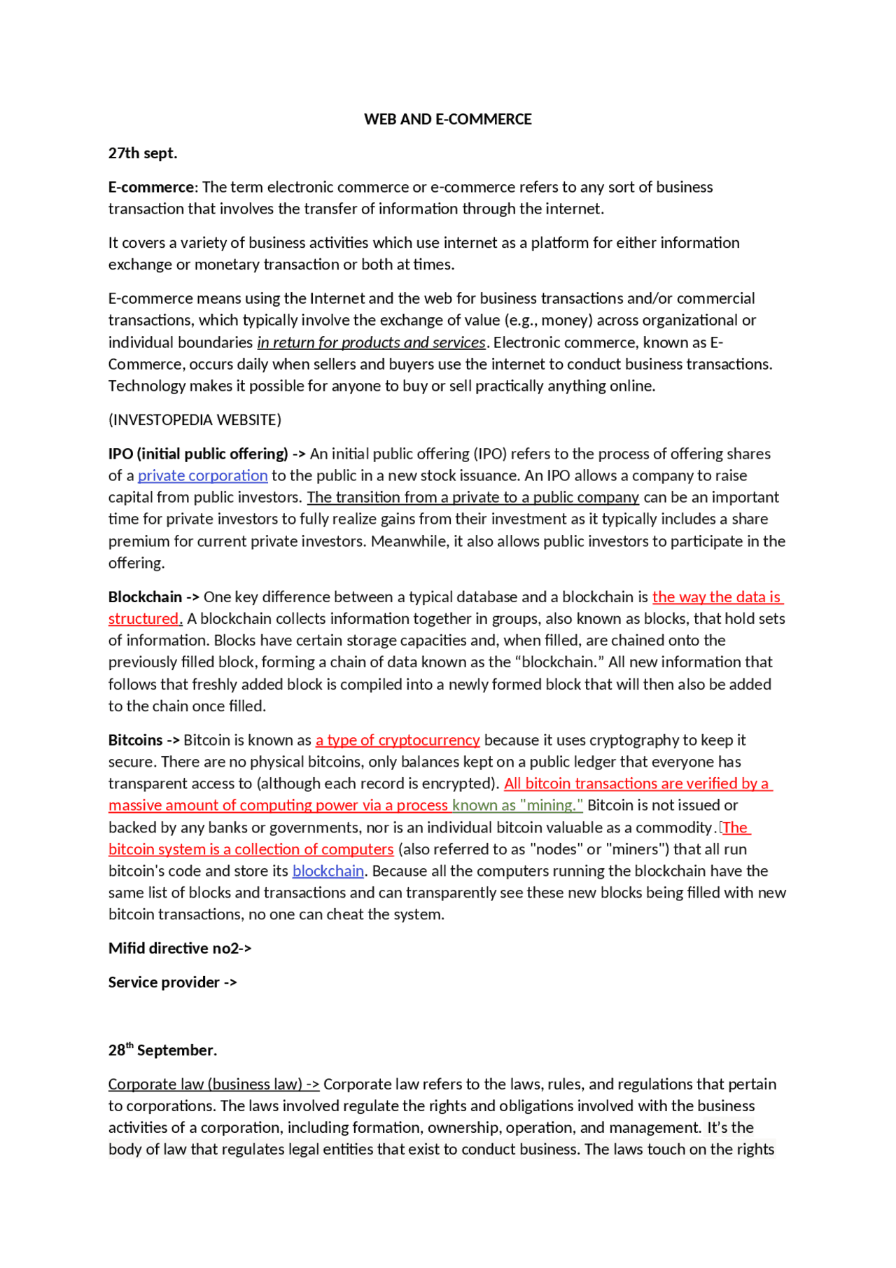 Web And E Commerce Appunti Di Lezione E Papers Docsity
