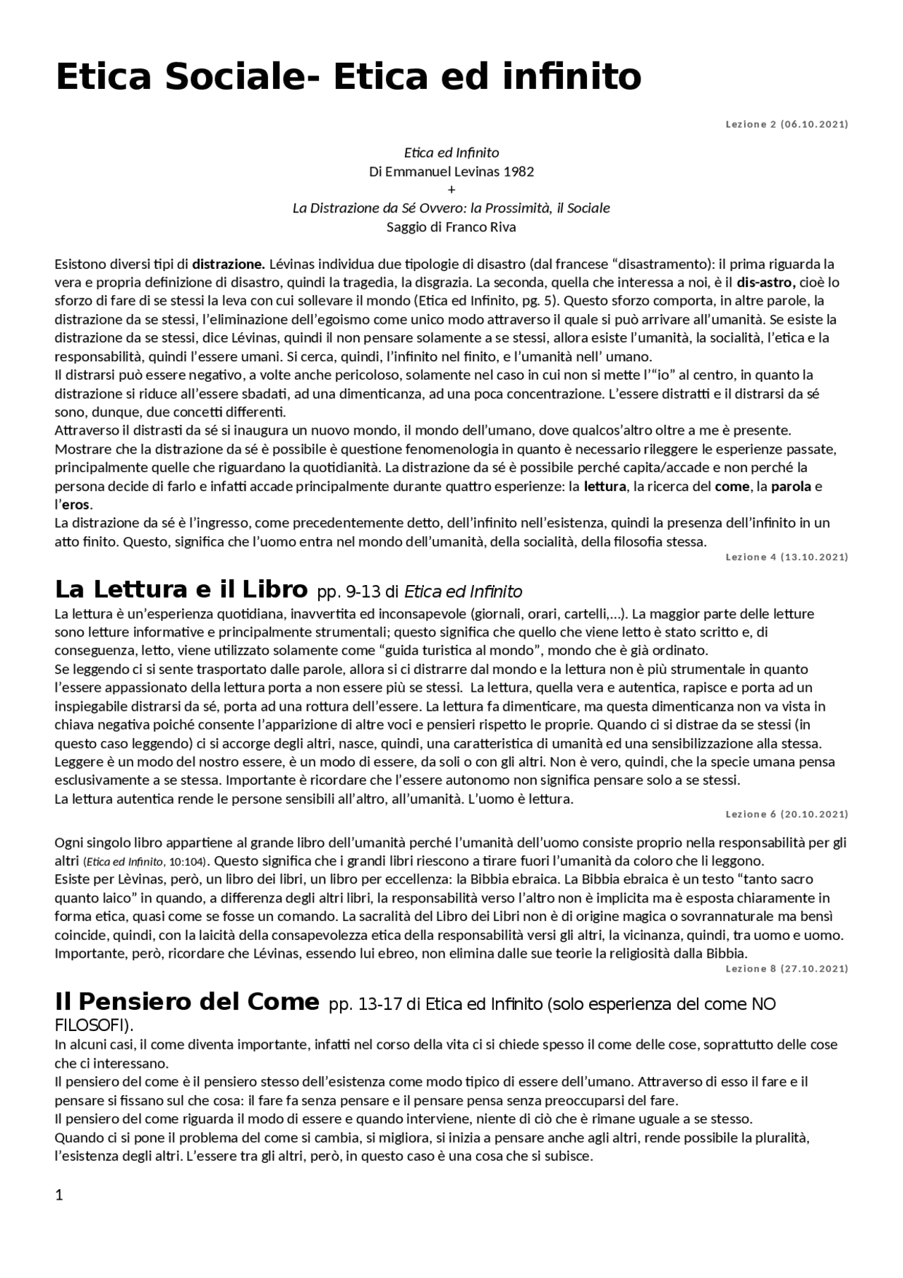 Etica Ed Infinito Limed Franco Riva Docsity