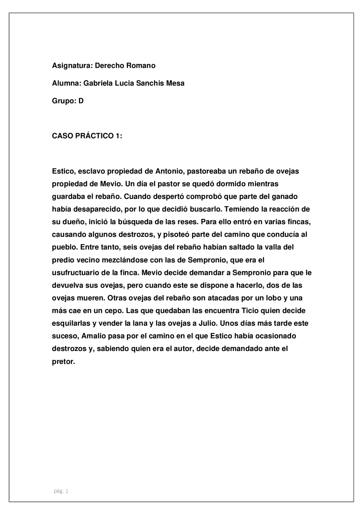 Caso Práctico 1 Derecho Romano Docsity