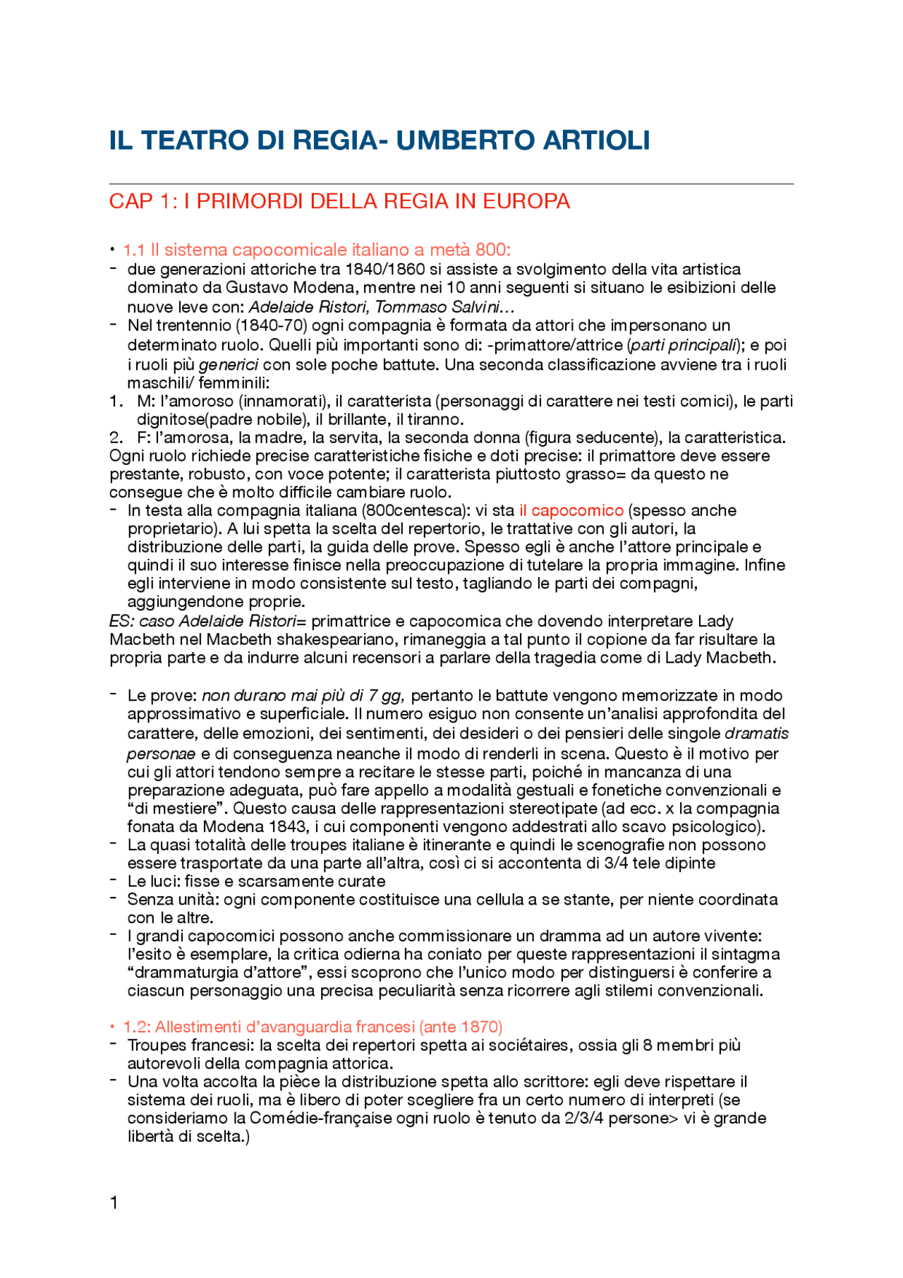 Riassunto Il Teatro Di Regia Docsity