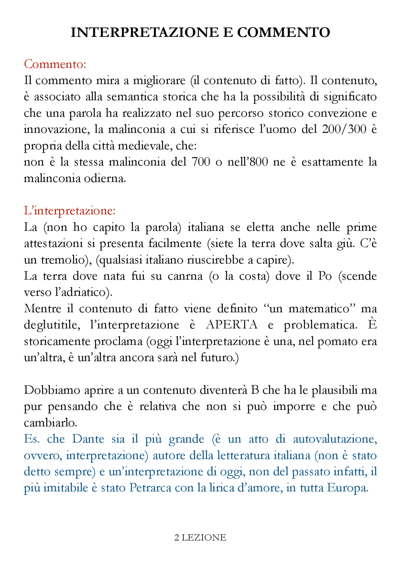 Interpretazione E Commento Docsity