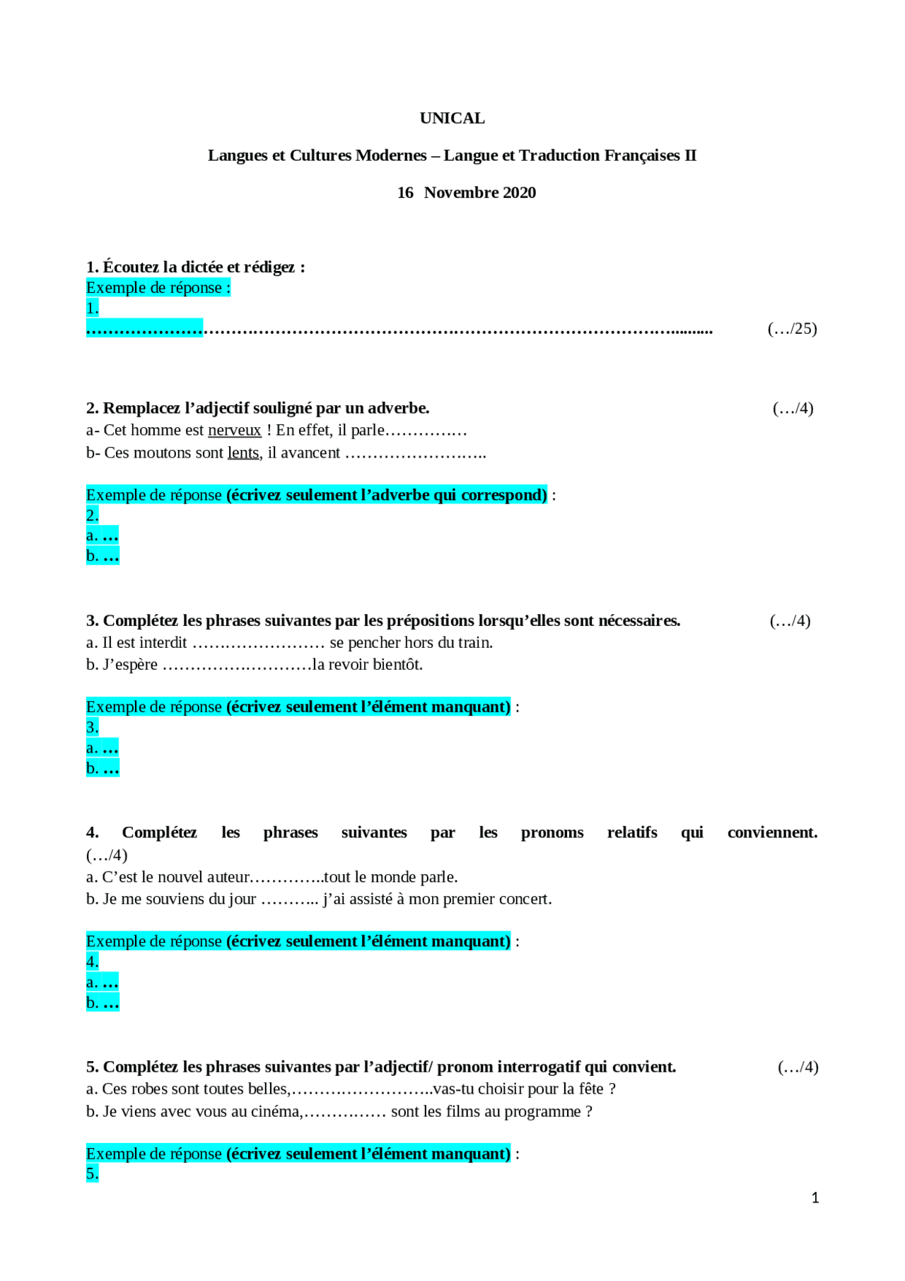 Lingua E Traduzione Francese 2 Docsity