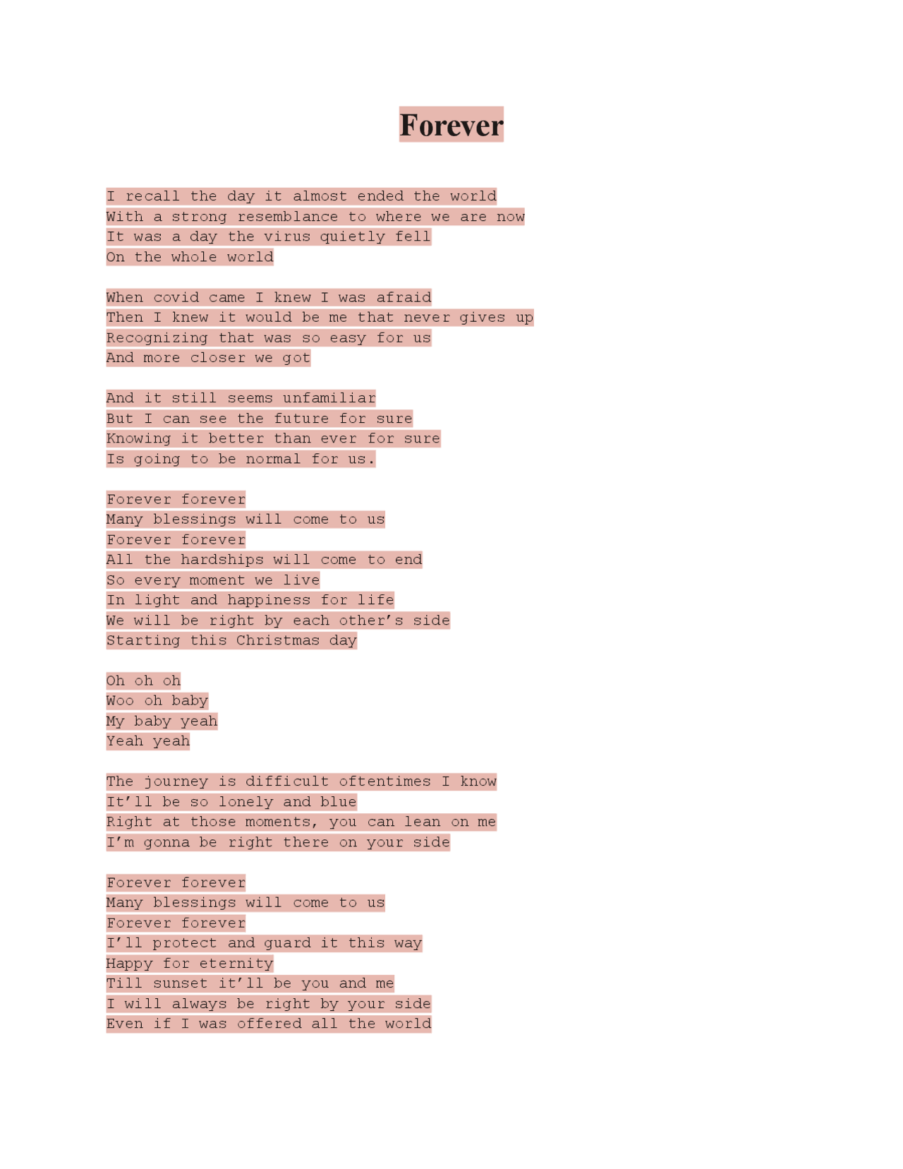 Forever Song compositiom - Docsity