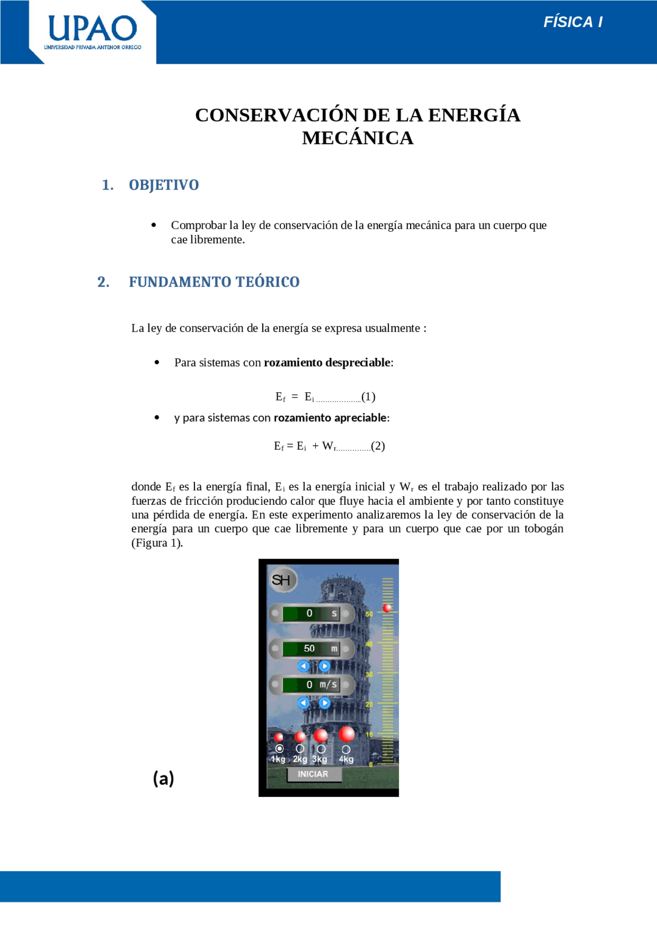 Conservacion de la energia mecanica - Docsity