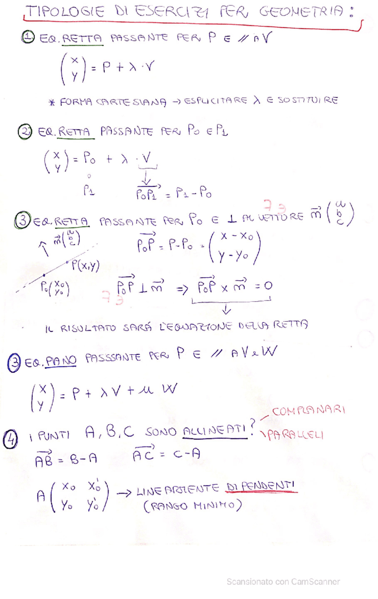 Tipologia Esercizi Geometria E Algebra Lineare Docsity